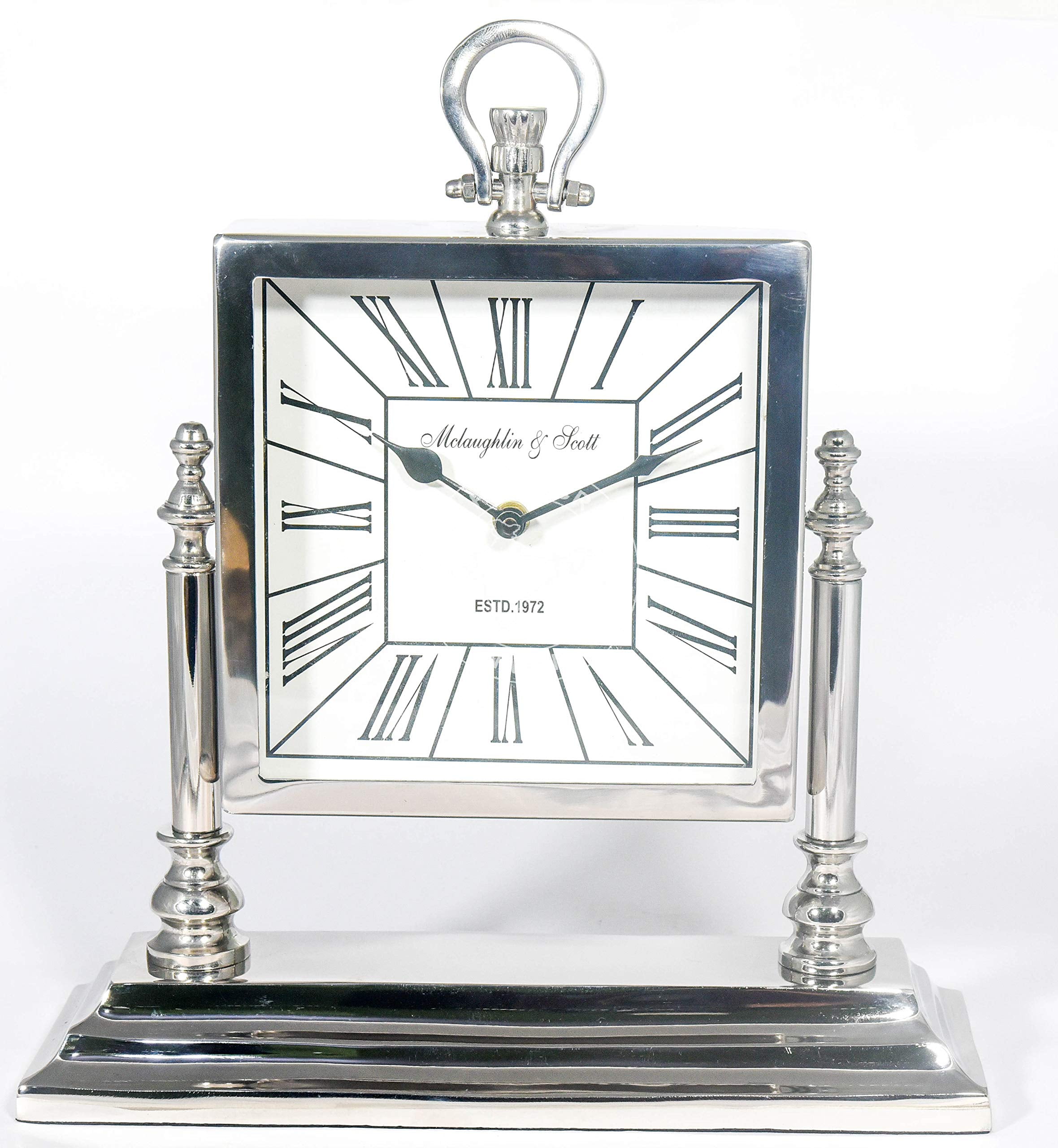 Hind Handicrafts Aluminium 9" x 9" Mantle Clock - Retro Non-Ticking ...