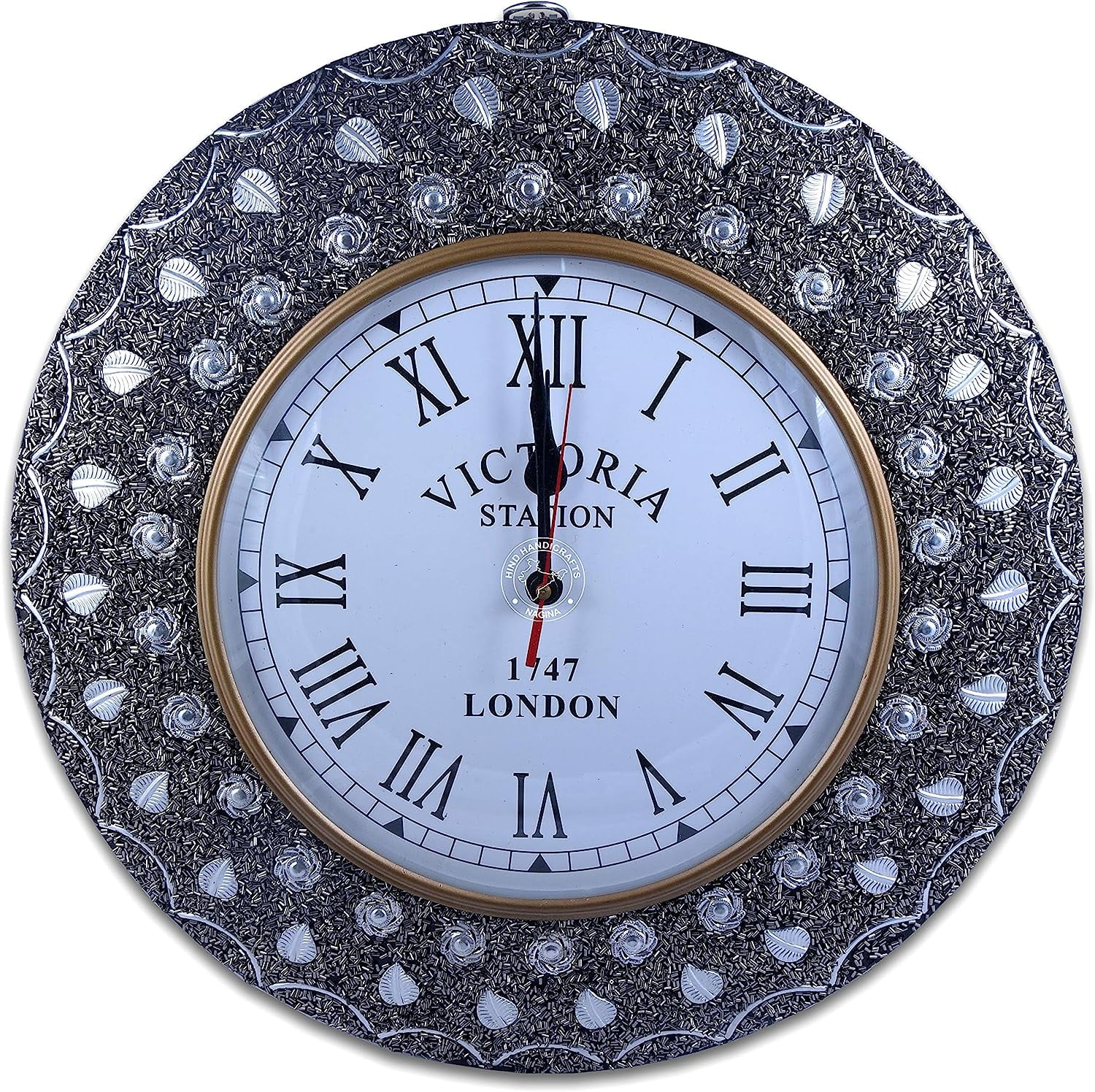 Hind Handicrafts - Glass Handcrafted Antique 16" Wall Clock - Retro Non ...