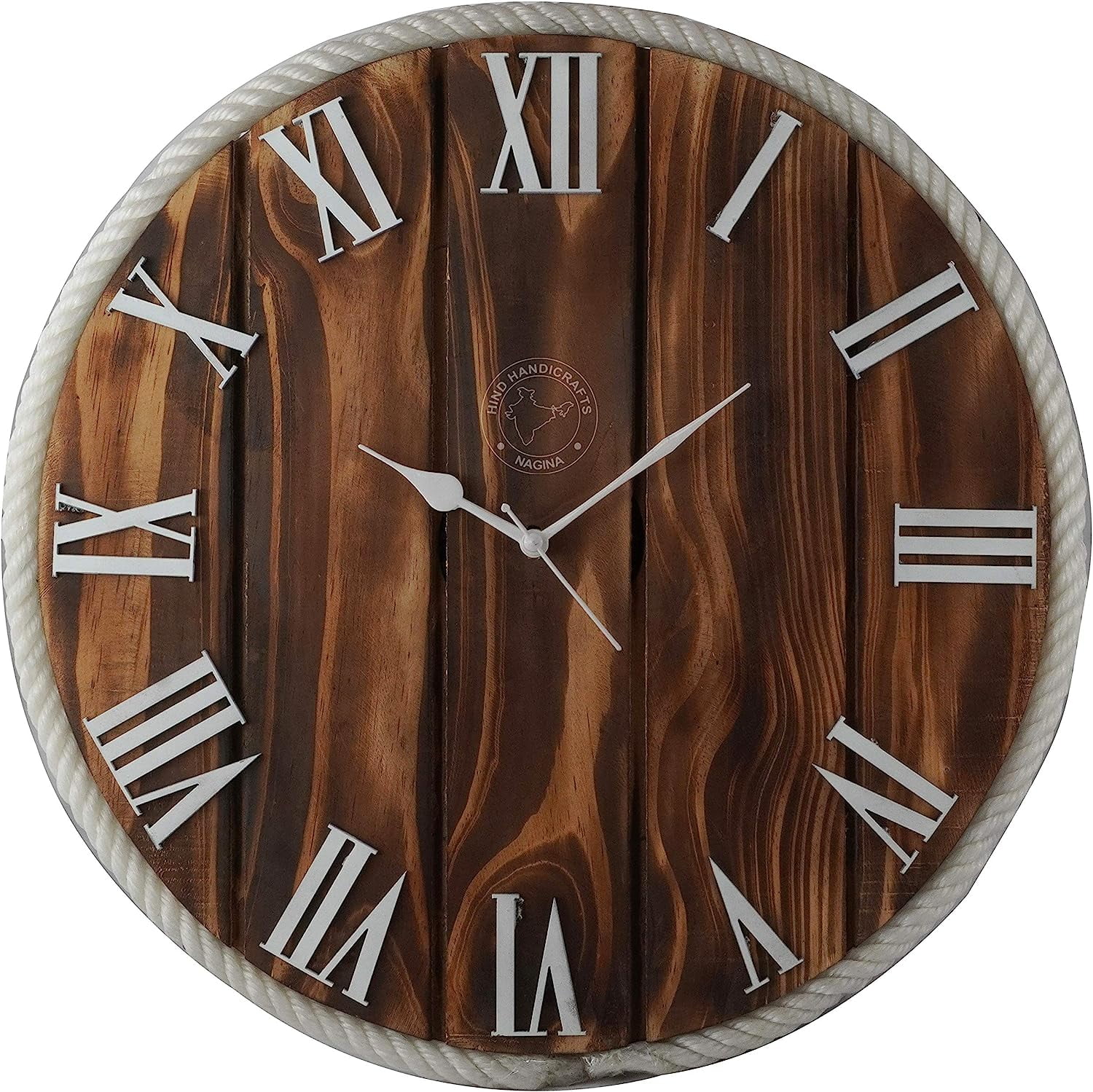 Hind Handicrafts - Hand Crafted Rustic Pine Wood Rope Wall Clock ...
