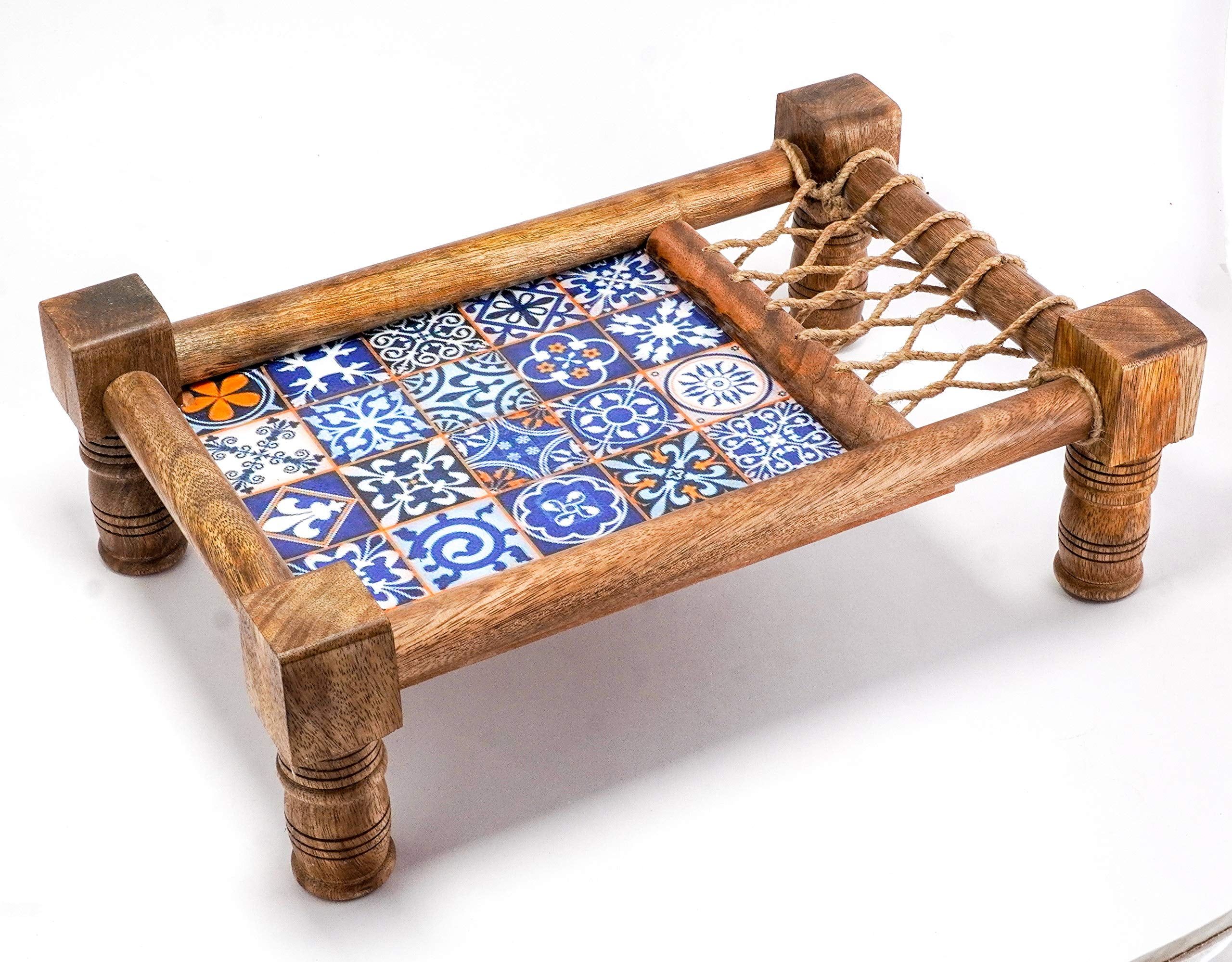Hind Handicrafts Handmade Decorative Wooden Asian Cot Tray for Snacks ...