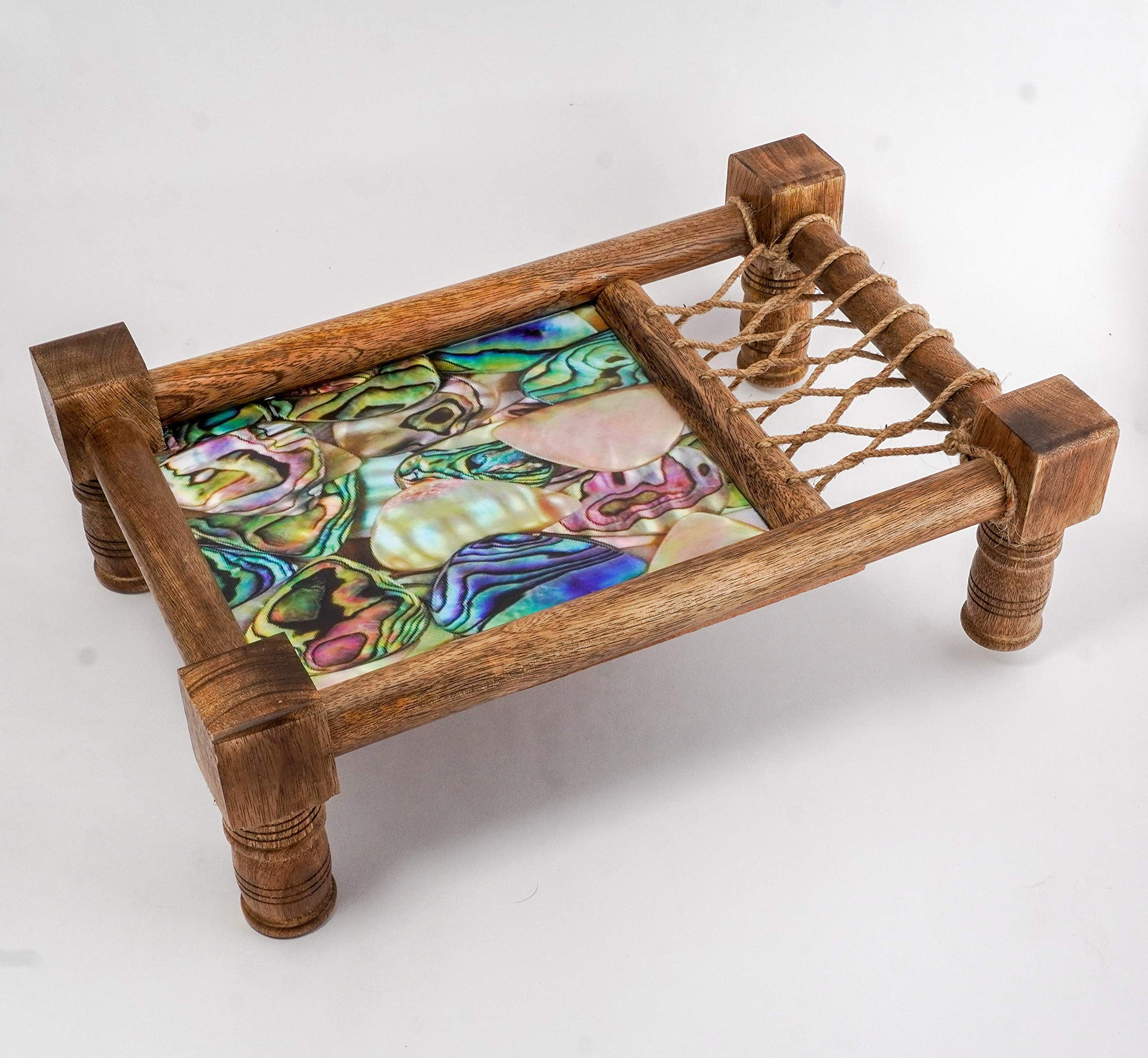 Hind Handicrafts Handmade Decorative Wooden Asian Cot Tray for Snacks ...