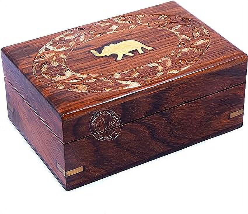 Hind Handicrafts Handmade Wooden Brass Elephant Inlaid Engraved ...