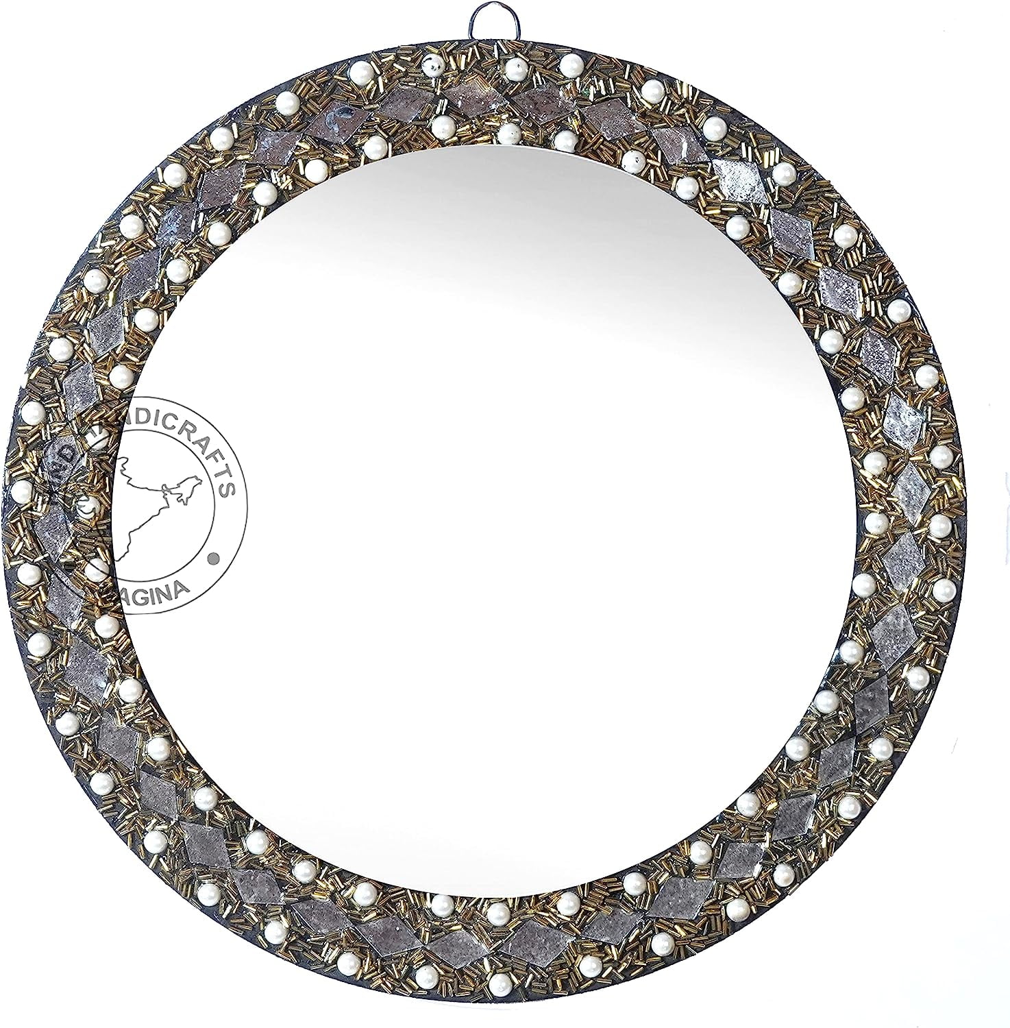 Hind Handicrafts Round Wall Mirror - Round Mirror, Rustic Accent Mirror ...