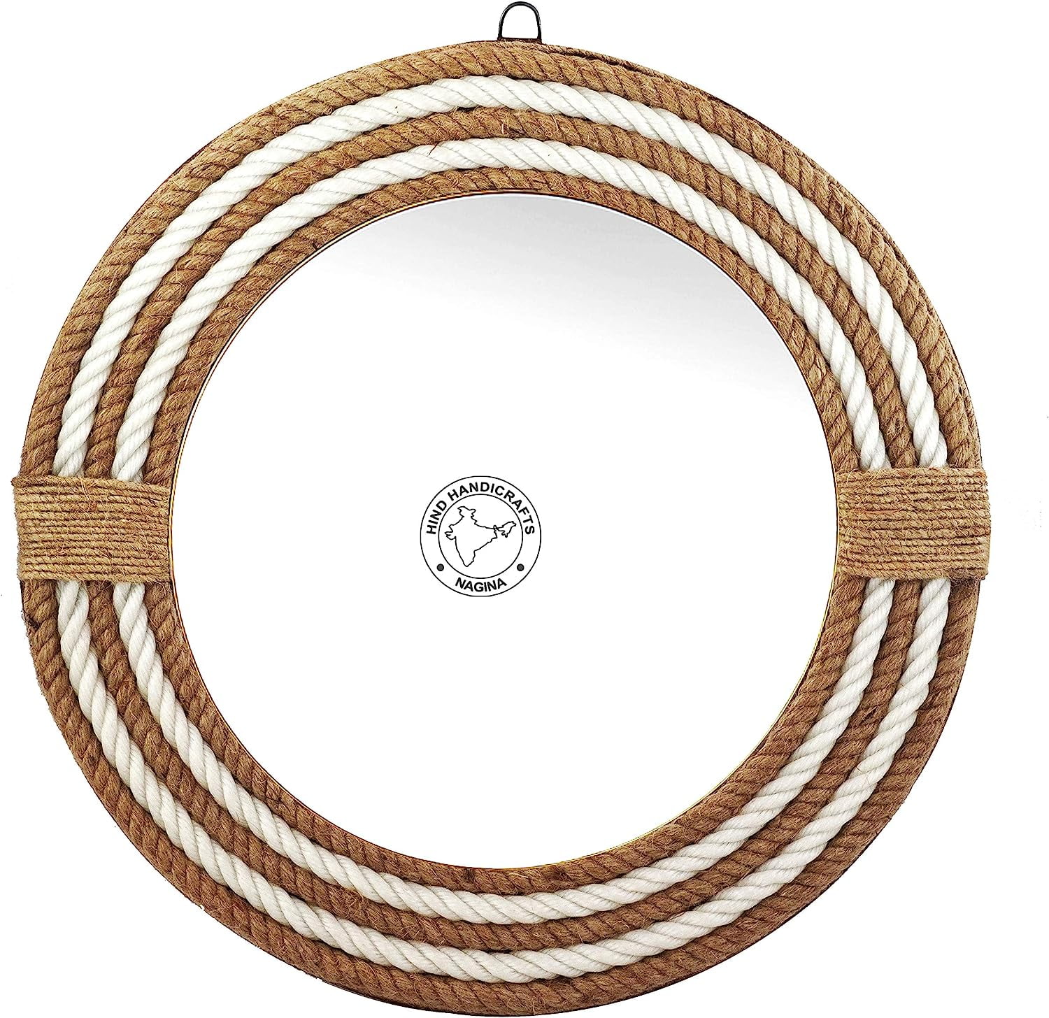Hind Handicrafts Round Wrapped Rope Wall Mirror - Maritime Accentuated ...