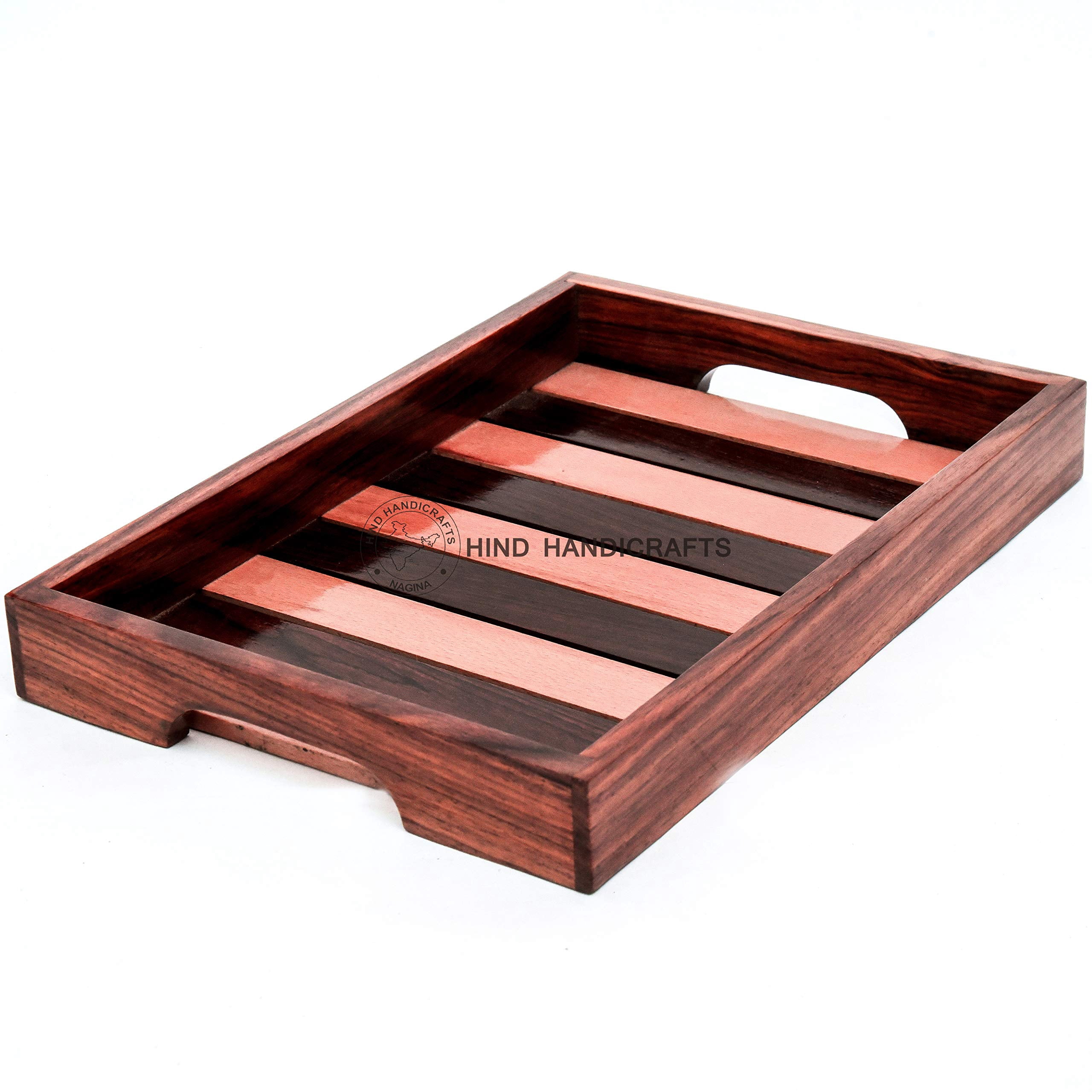 Hind Handicrafts Serving Tray - Wooden Tray With Handles - Great For ...