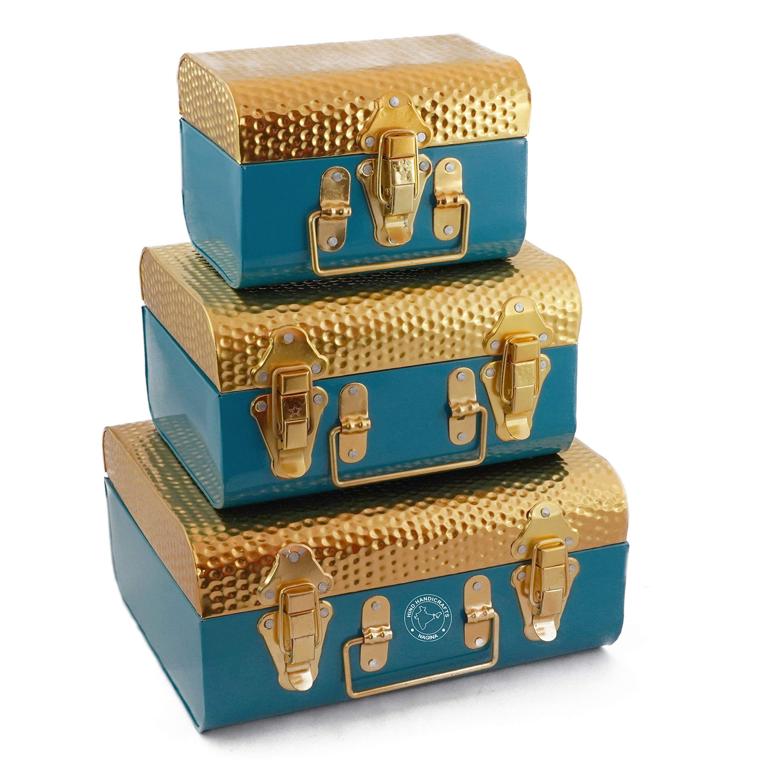 Hind Handicrafts Vintage Style Metal Trunk Jewellery & Trinket Storage ...