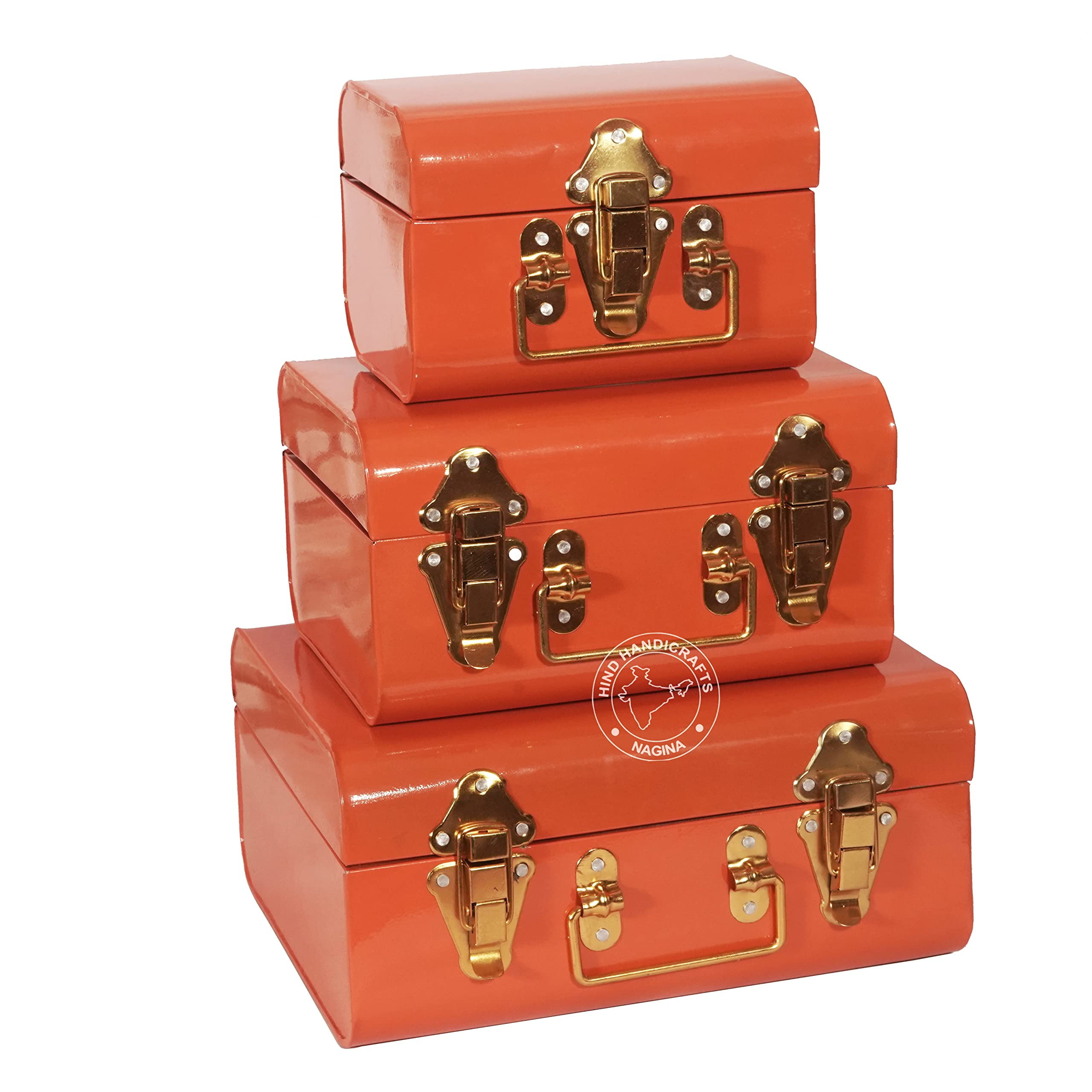 Hind Handicrafts Vintage Style Metal Trunk Jewellery & Trinket Storage ...