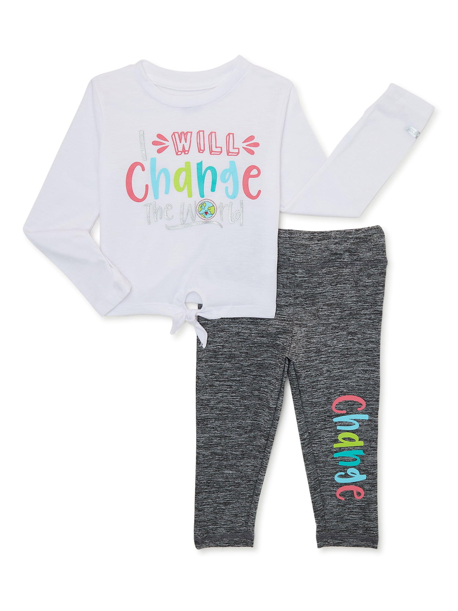 Hind Toddler Girl Long Sleeve Top with Front Tie and Leggings Outfit ...