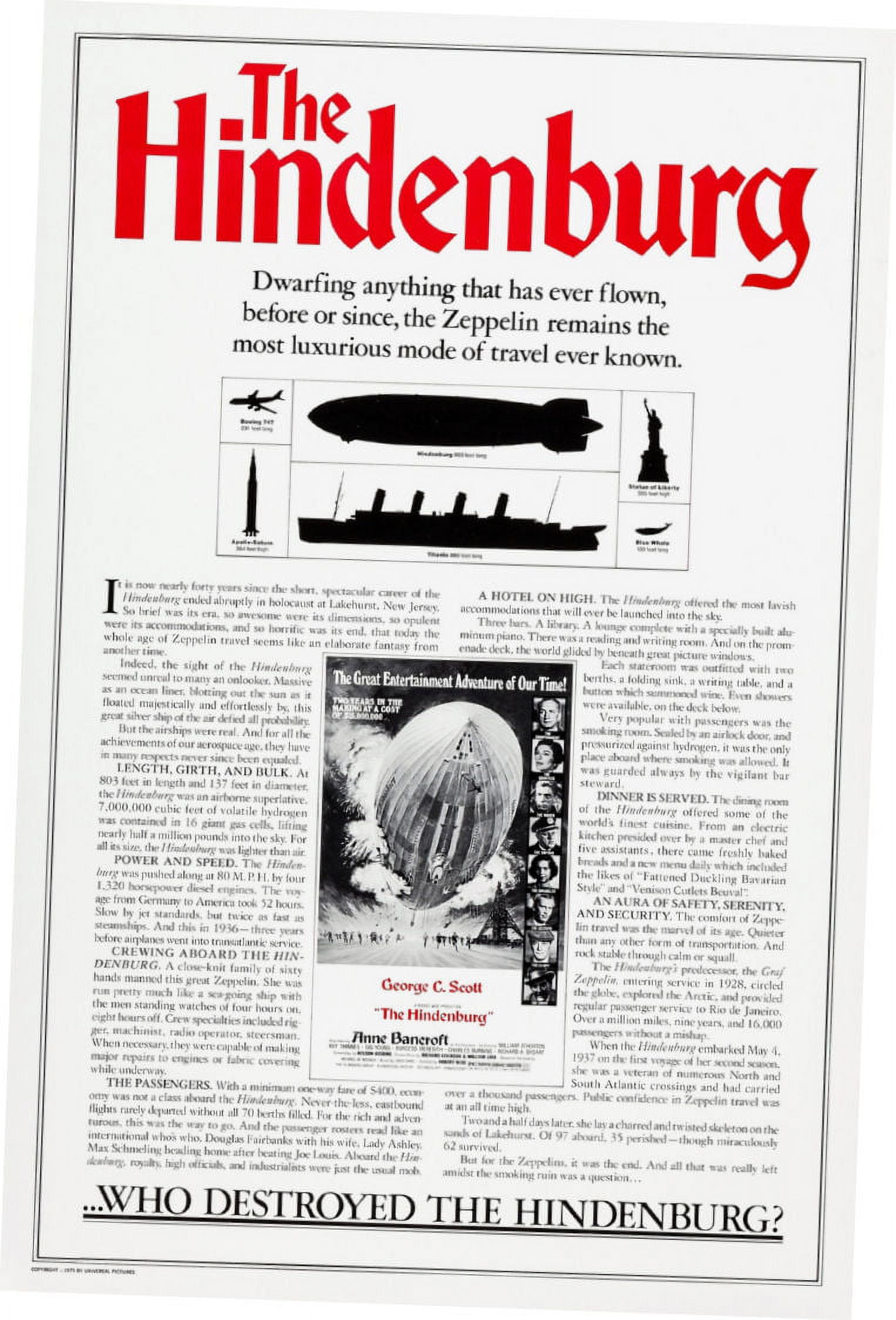 Hindenburg The Movie Poster 24in x36in Art Poster 24x36 Multi-Color ...