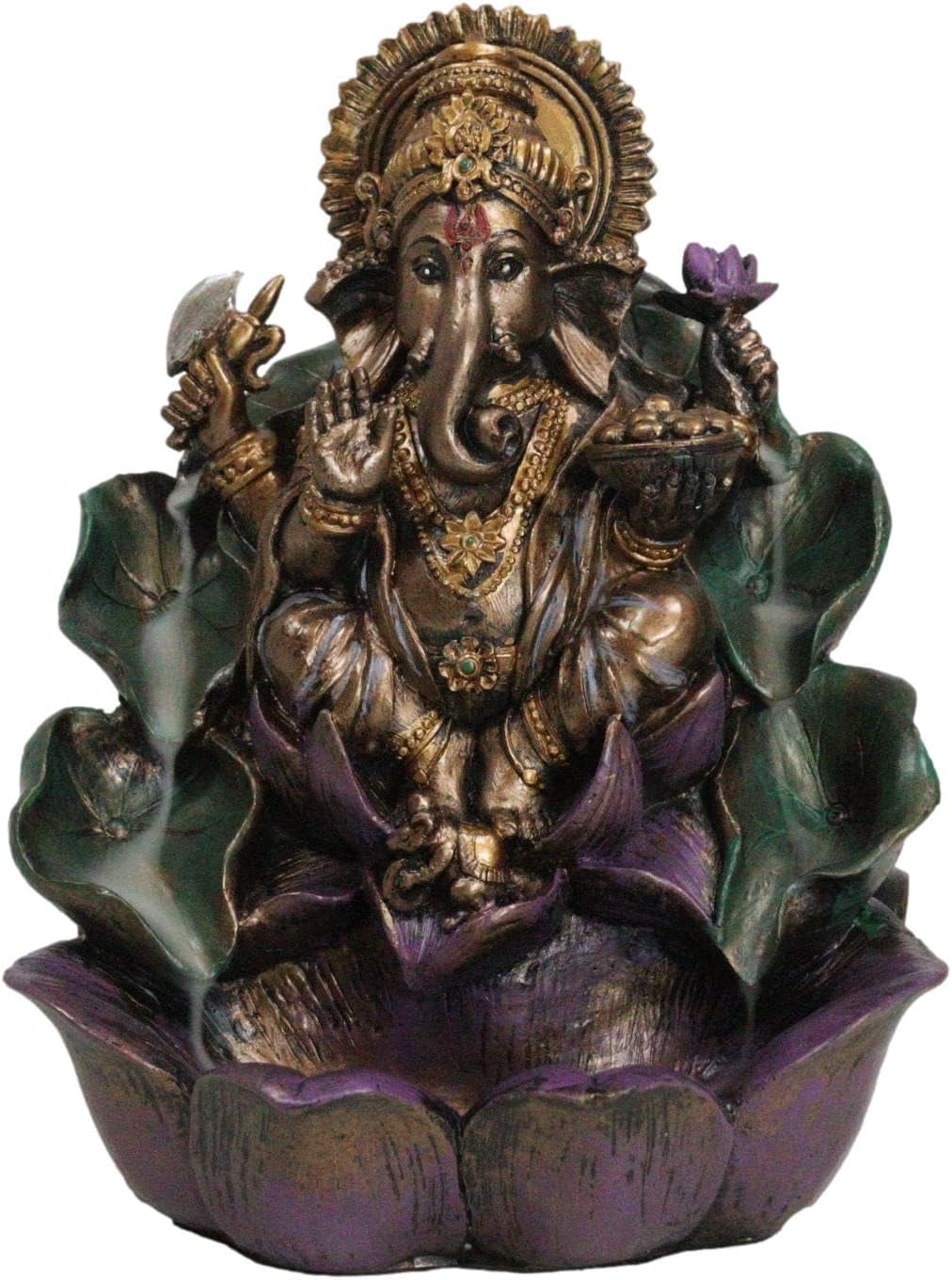 Hindu Avatar Ganapati Lord Ganesha with 4 Hs Seated On Lotus Throne ...