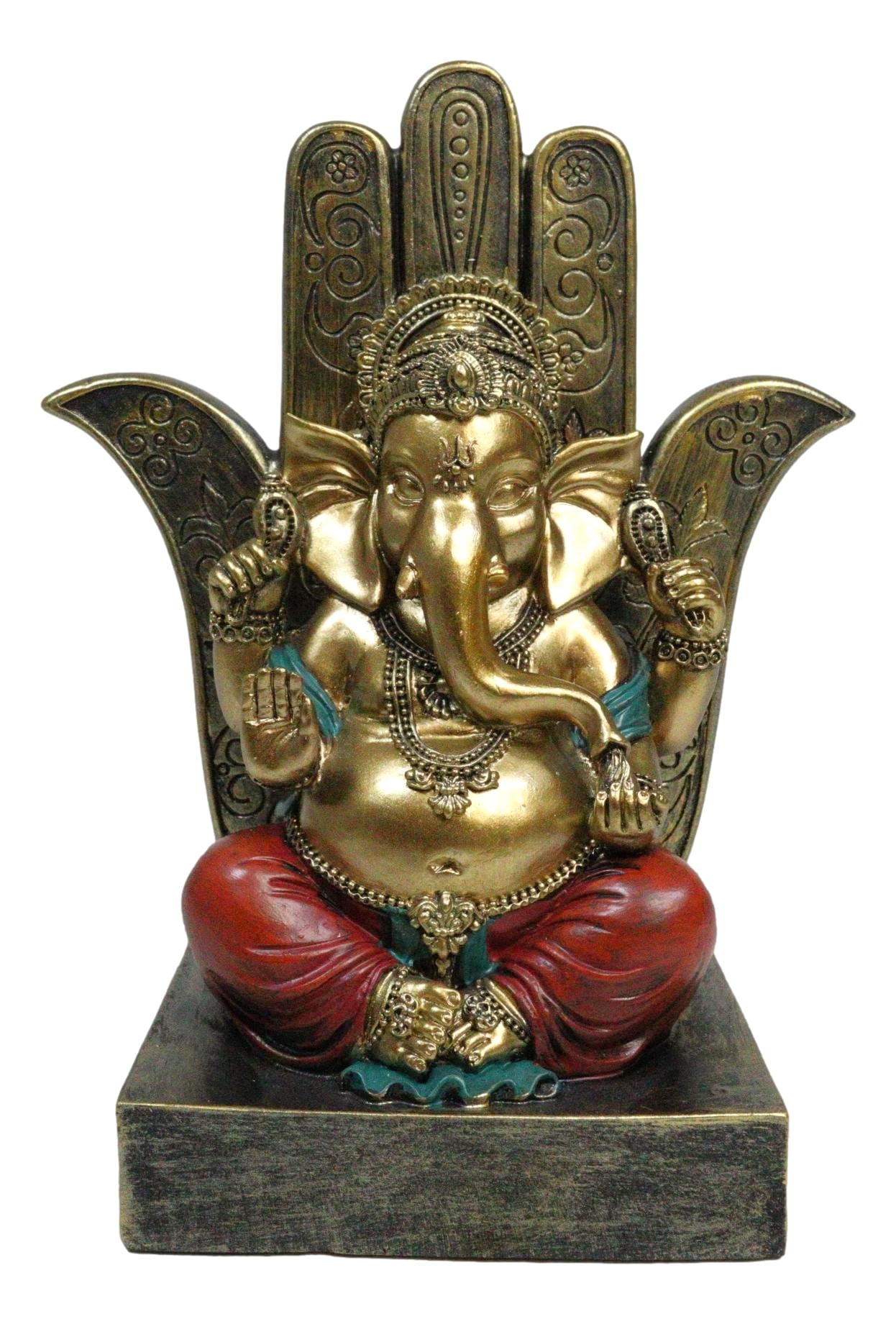 Hindu Elephant God Ganesha Seated On Hamsa Palm Hand of God Throne ...