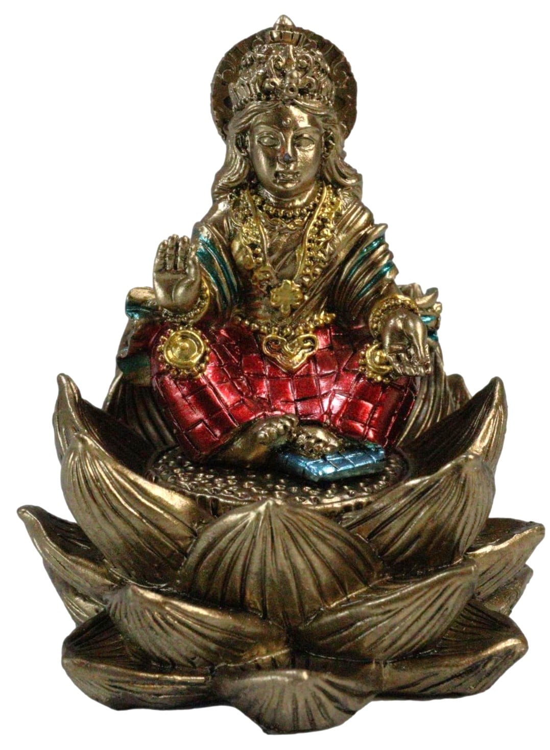 Hindu Goddess Of Fortune Lakshmi Meditating On Padma Lotus Flower Mini ...