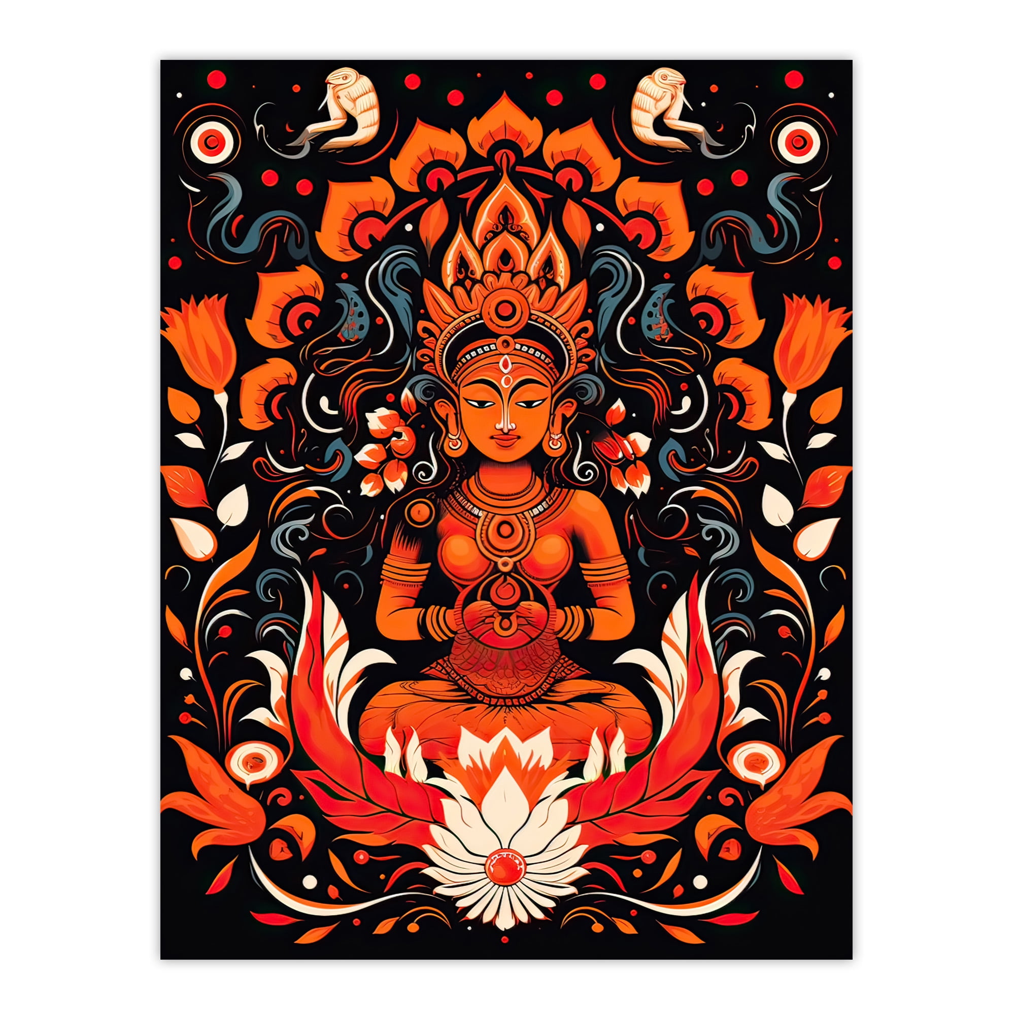 Hindu Goddess Parvati Floral Concept Art Design Orange White Blue ...