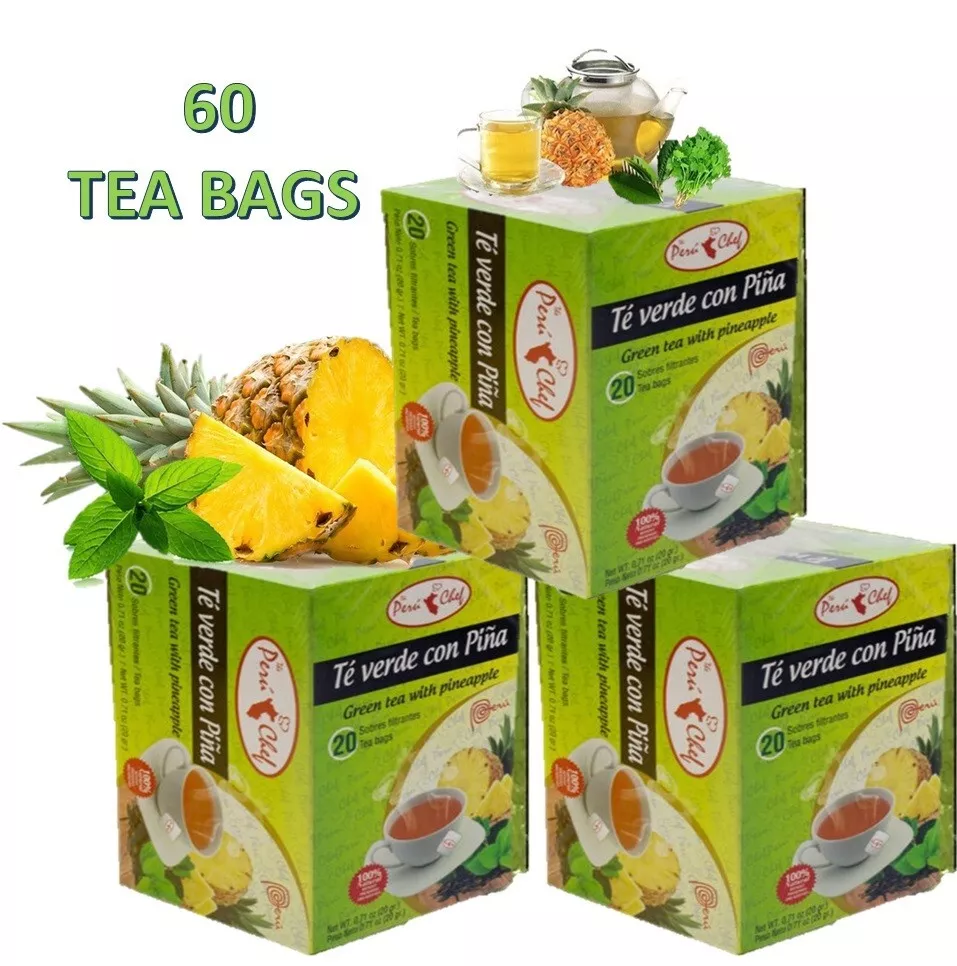 Hindu Green Tea with Pineapple Flavor 20 Pack of 3-total 60 bags detox ...