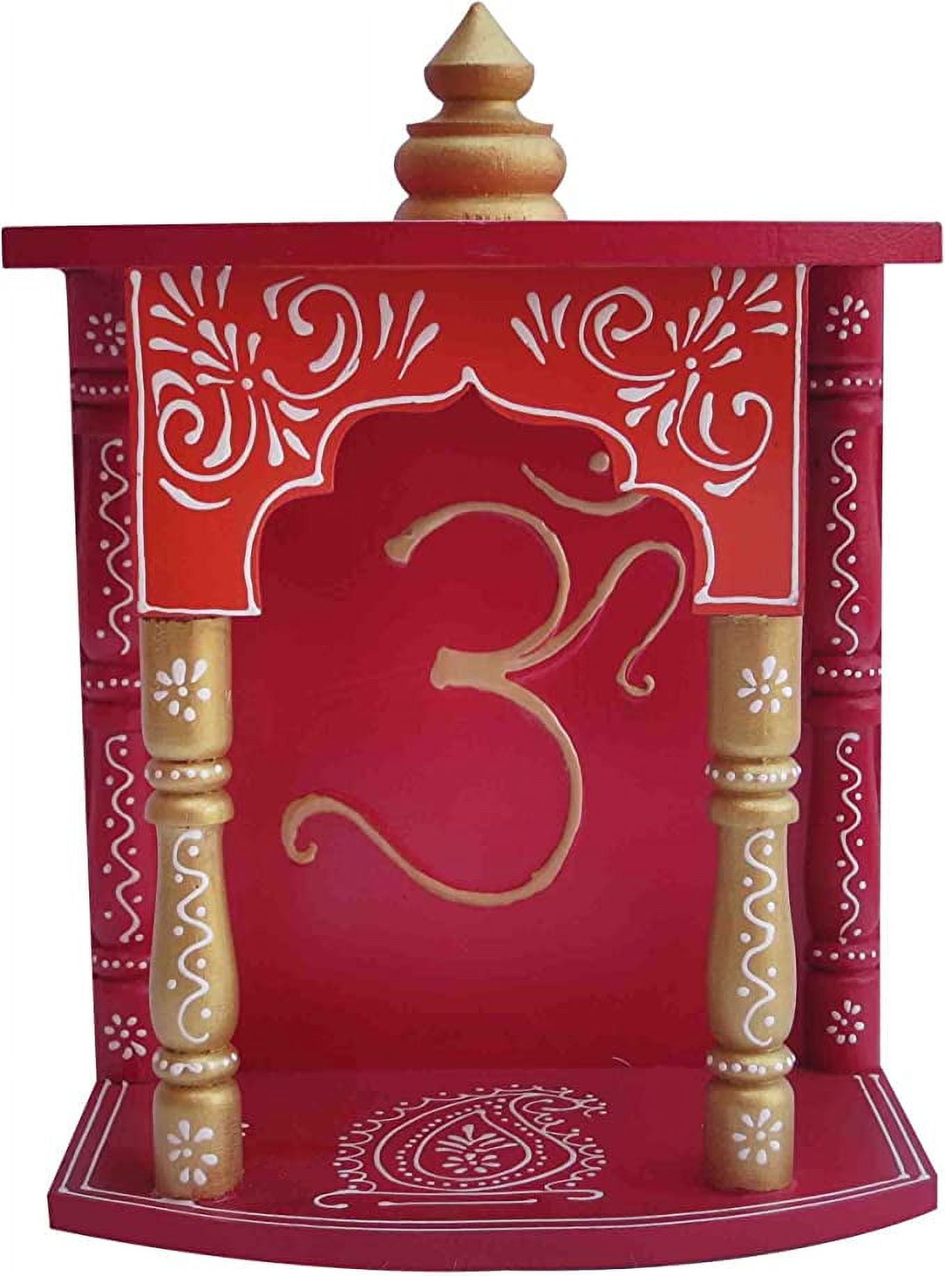 Hindu Religious Temple Made with Wood & MDF, Hand Painted with Emboss ...