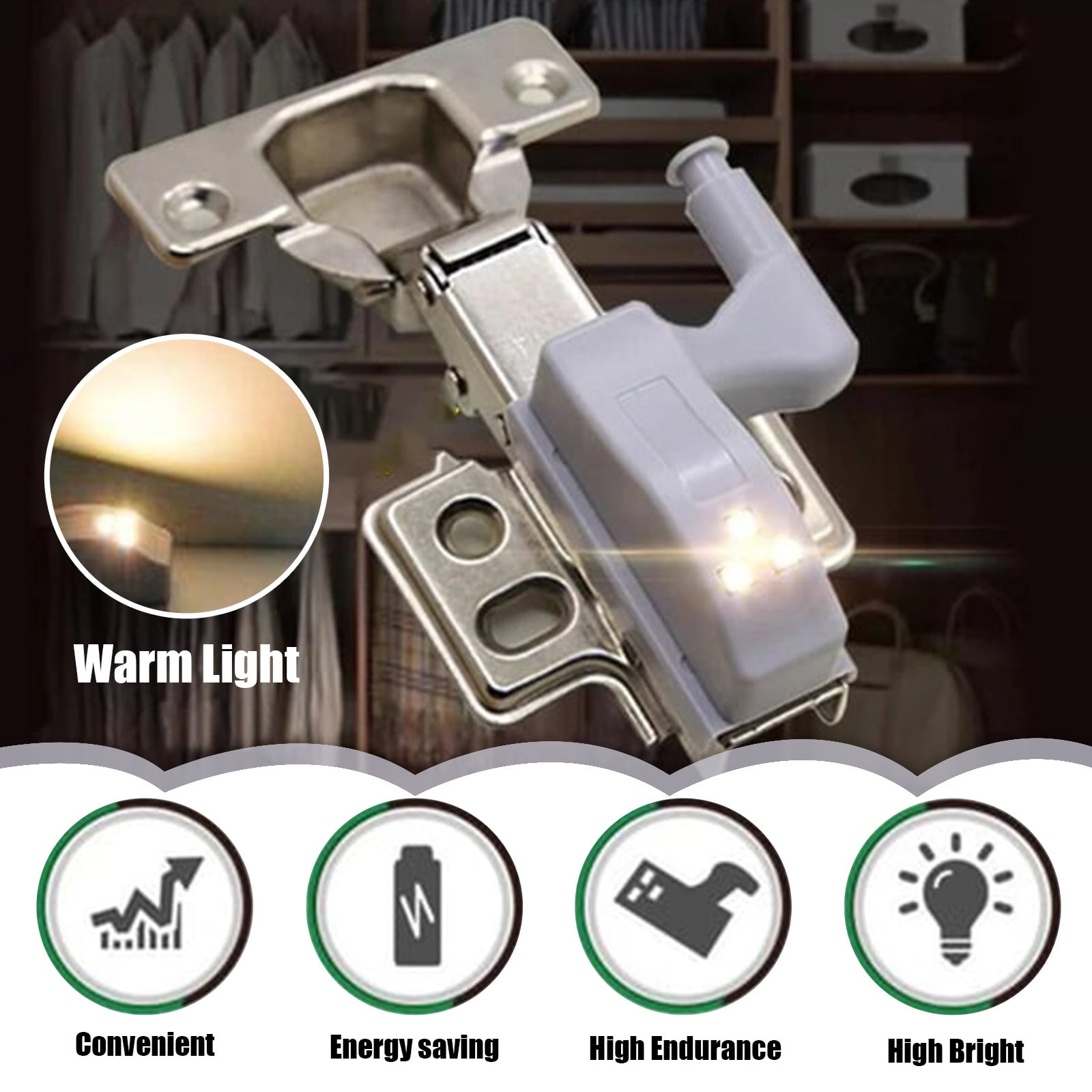 Hinge LED Sensor Light -Smart Touch Induction Cabinet Light for Kitchen Cabinet Cupboard Closet ...