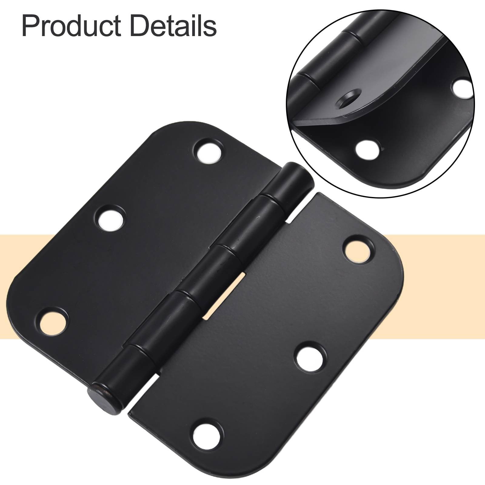 Hinge Matte Black Plastic Flat Iron Hinge 3.5 Inch 5/8R Large Rounded ...