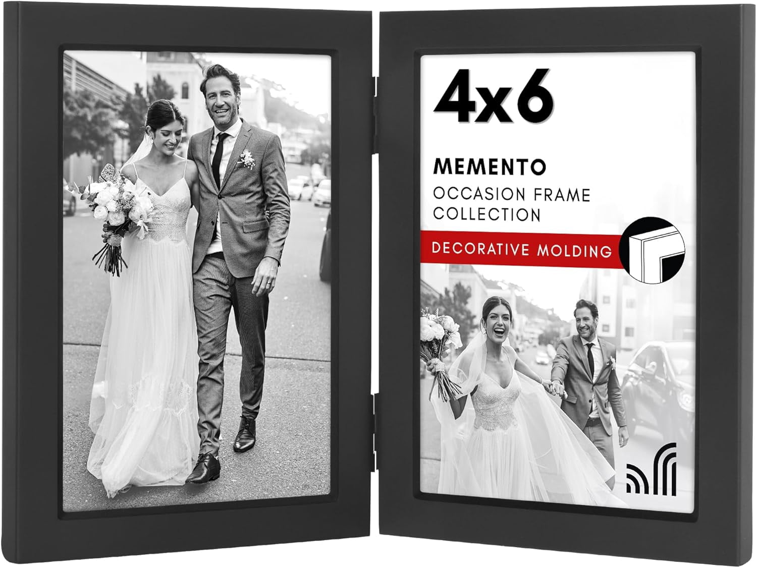 Hinged 4x6 Metal Picture Frame With Wide, Beveled Molding and Shatter ...