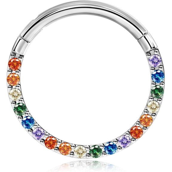 Clear CZ Nose Rings Hoop - 316L Surgical Steel Body Piercing Hoop ...