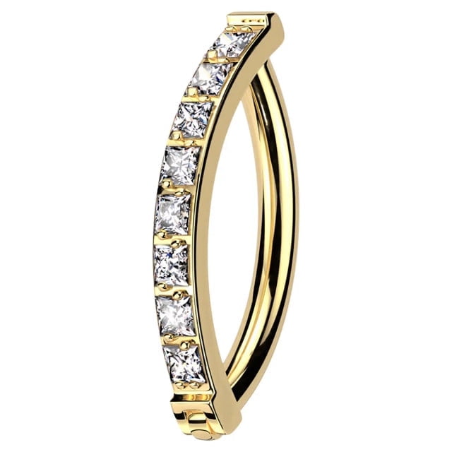 Hinged Clicker Belly Button Rings 14G Titanium Clear CZ Top Navel Ring ...