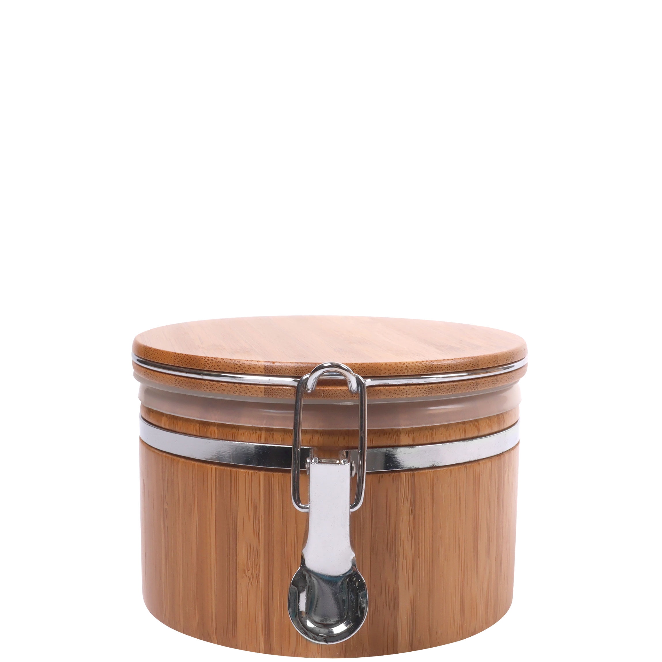 Hinged Cylindrical Bamboo Container - 3.5" x 5.25" - Carbonized Brown ...
