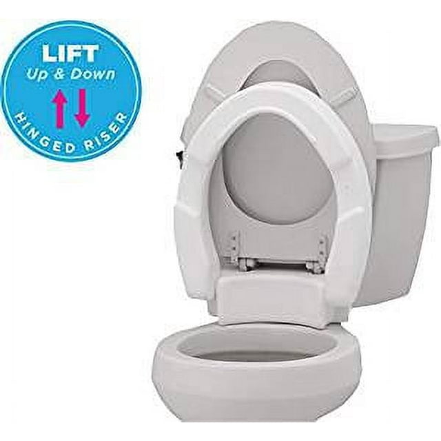 Hinged High Rise Elevated Raised Toilet Seat Riser with 3.5 Inch Height ...