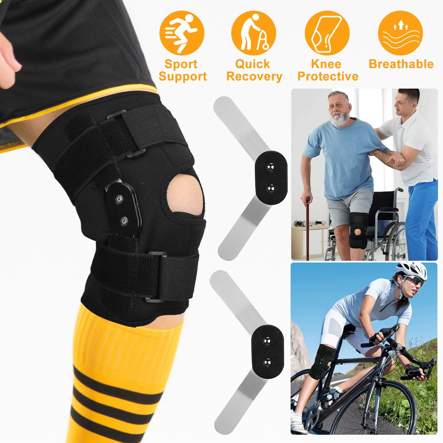 Hinged Knee Brace for Knee Protect Teqhome Knee Support with Side ...