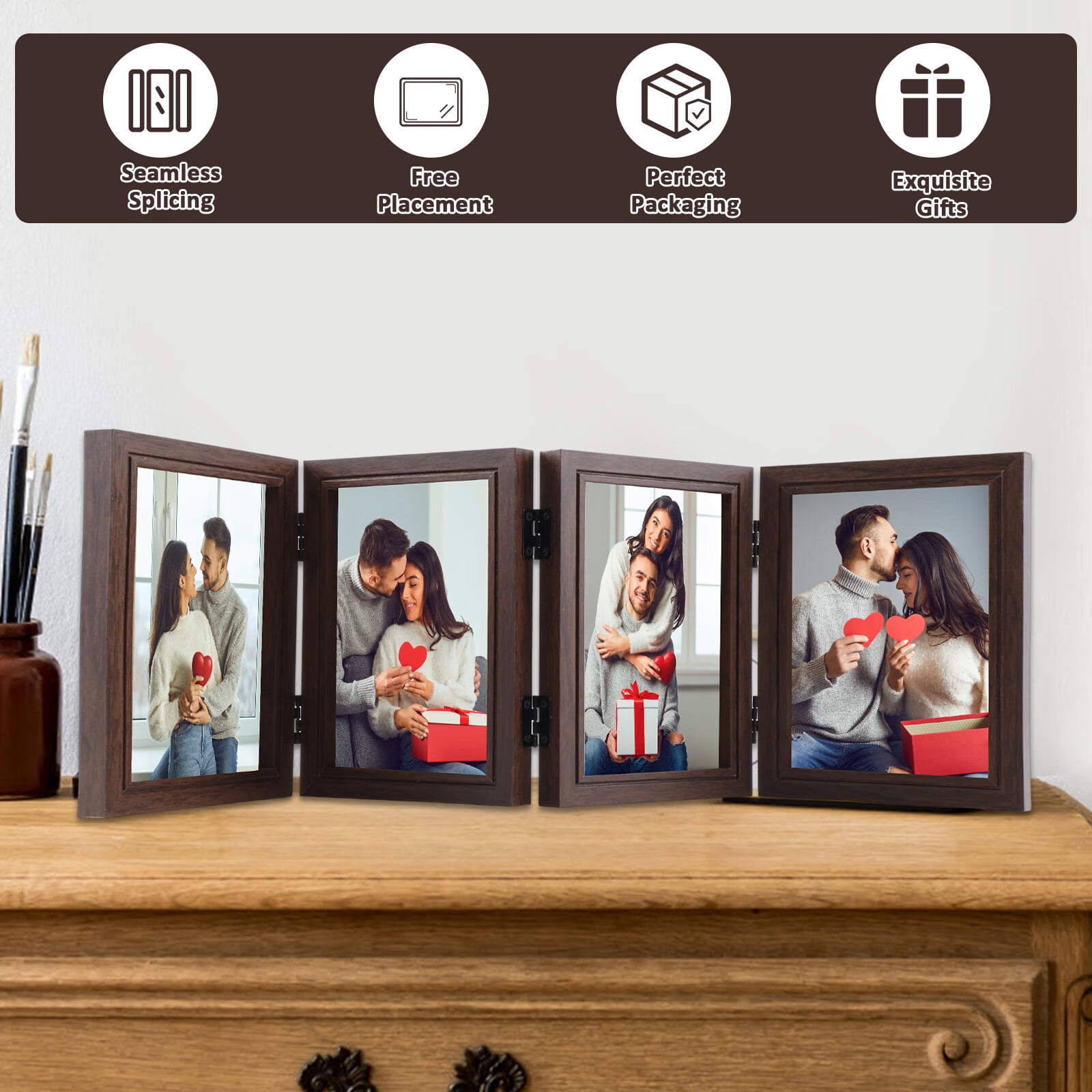Hinged Picture Frames 4x6 inch Foldable Photo Frame with High ...