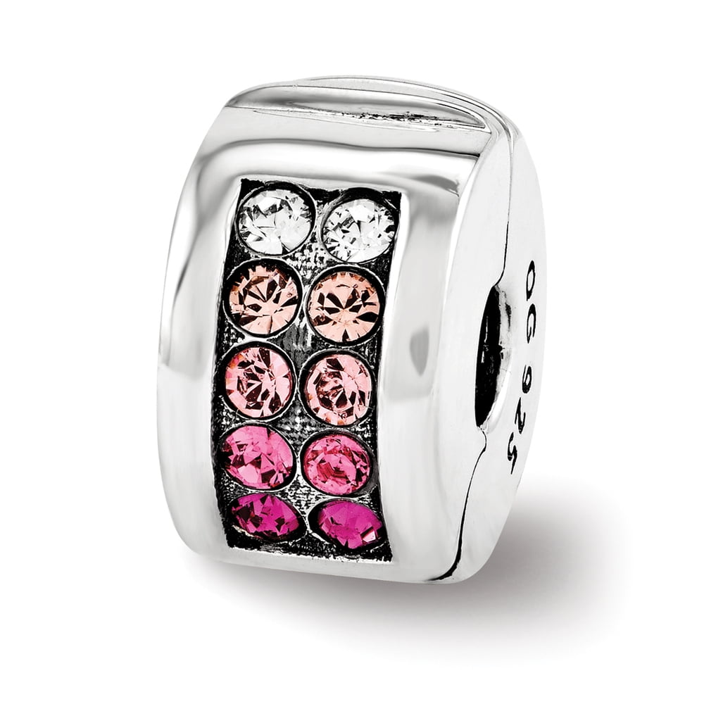 Hinged Pink Swarovski Elements Clip Charm in Sterling Silver - Walmart.com