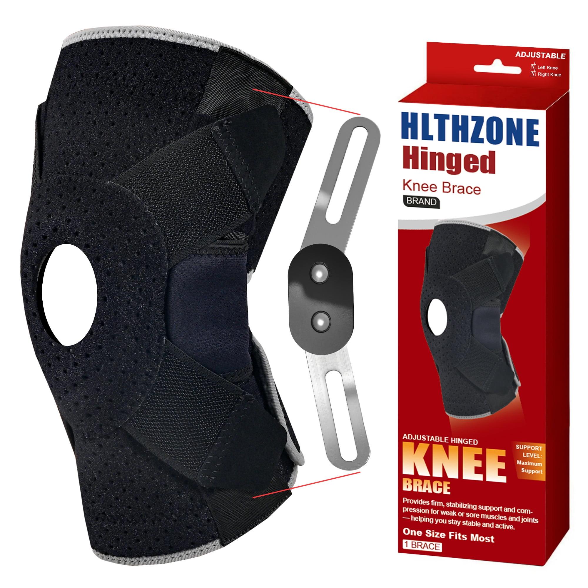 HLTHZONE Hinged Knee Brace for Knee Pain Relief & Arthritis - Removable ...
