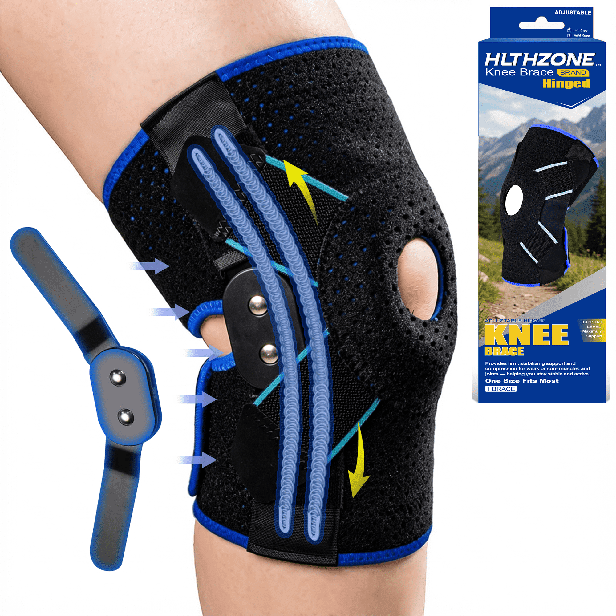 HLTHZONE Hinged Knee Brace with Side Stabilizers for Knee Pain, Hinged ...