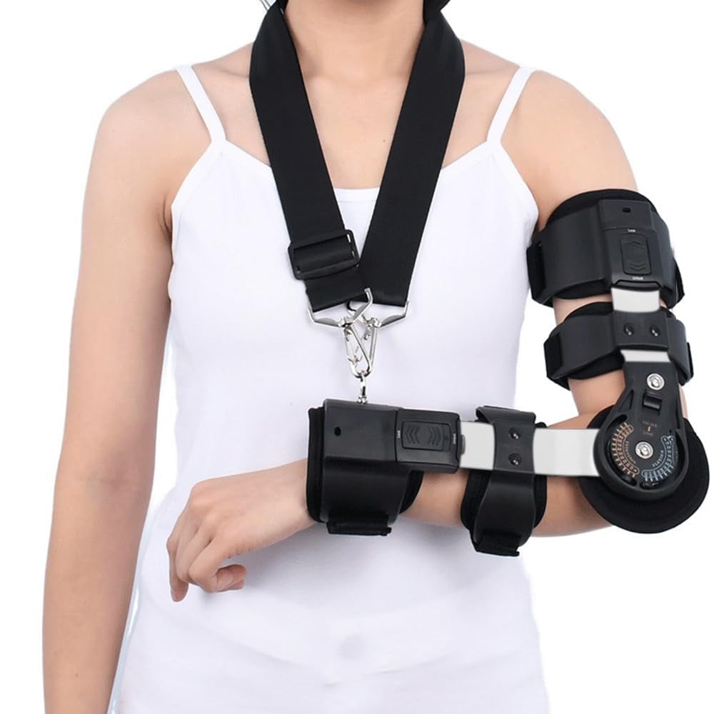 Hinged ROM Elbow Brace, Adjustable Post Op Elbow Brace with Strap Sling ...