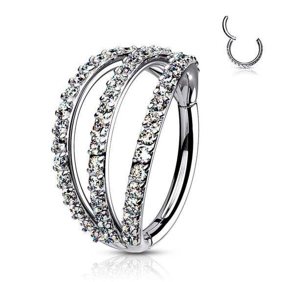 Stainless Steel Brushed Half Round/Grooved CZ Ring - Walmart.com