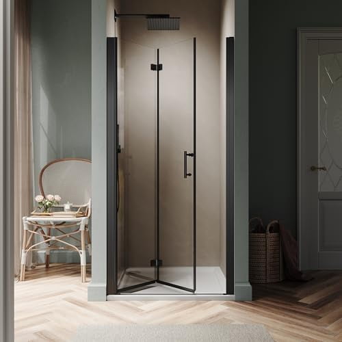 Hinged Swing Glass Shower Door 35.5-37" W x 72" H Semi-Frameless Bi ...