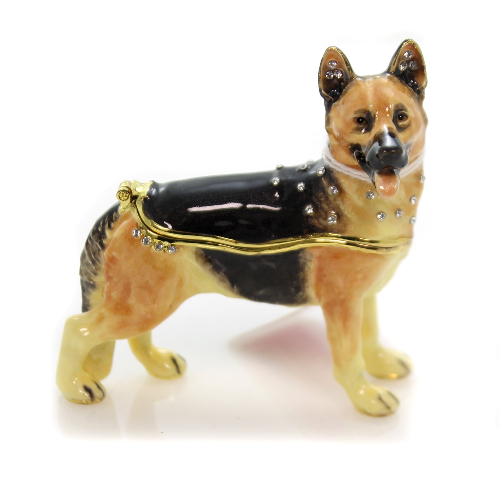 Hinged Trinket Box German Shepherd Enameled Box Intelligent Loyal Dog ...