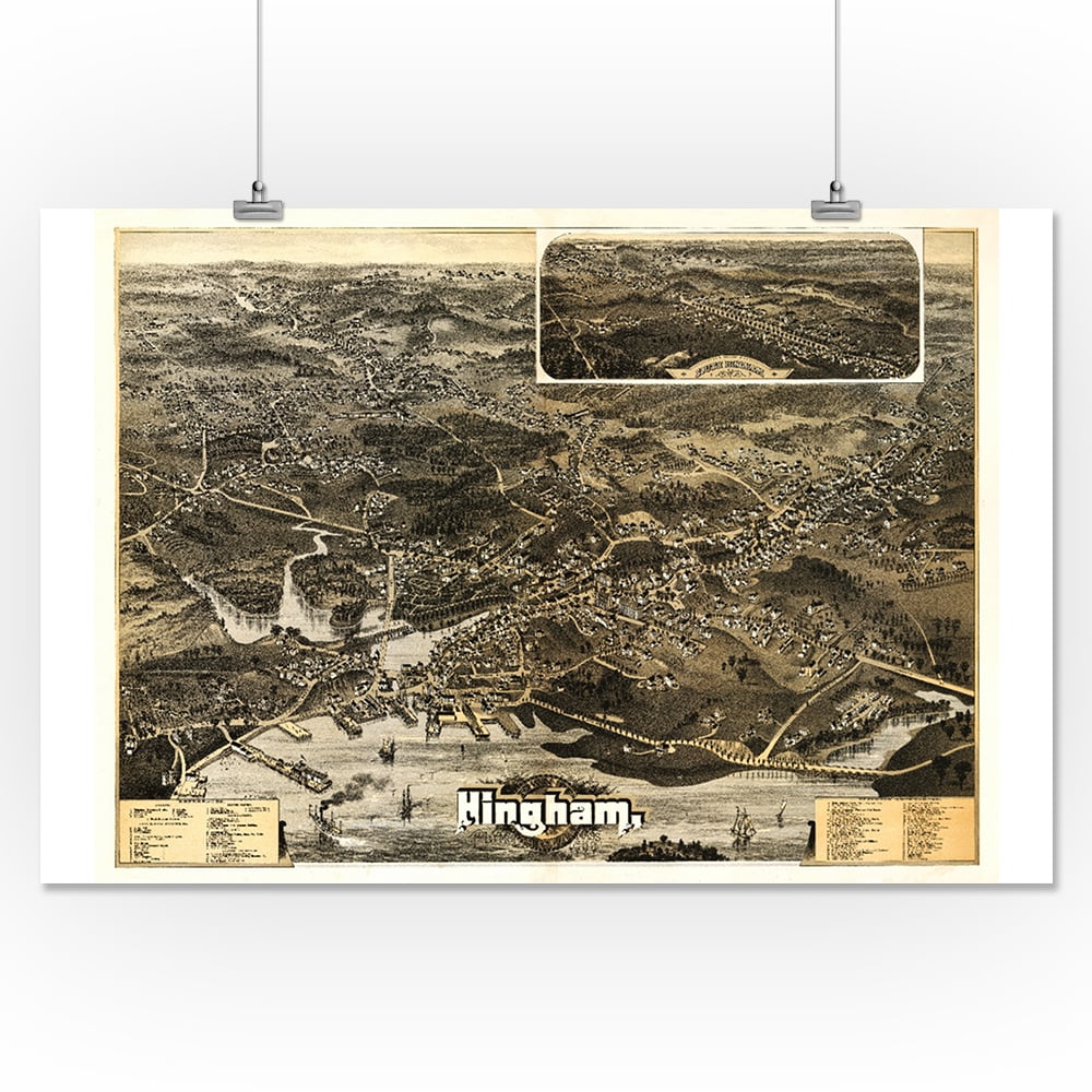Hingham, Massachusetts - Panoramic Map (16x24 Giclee Gallery Print ...