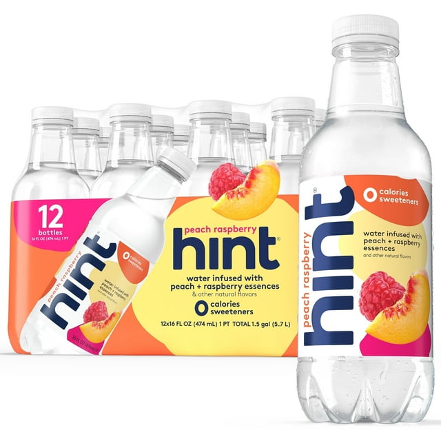 Hint Bottled Water, Peach Raspberry - Purified Flavored Water with Zero ...