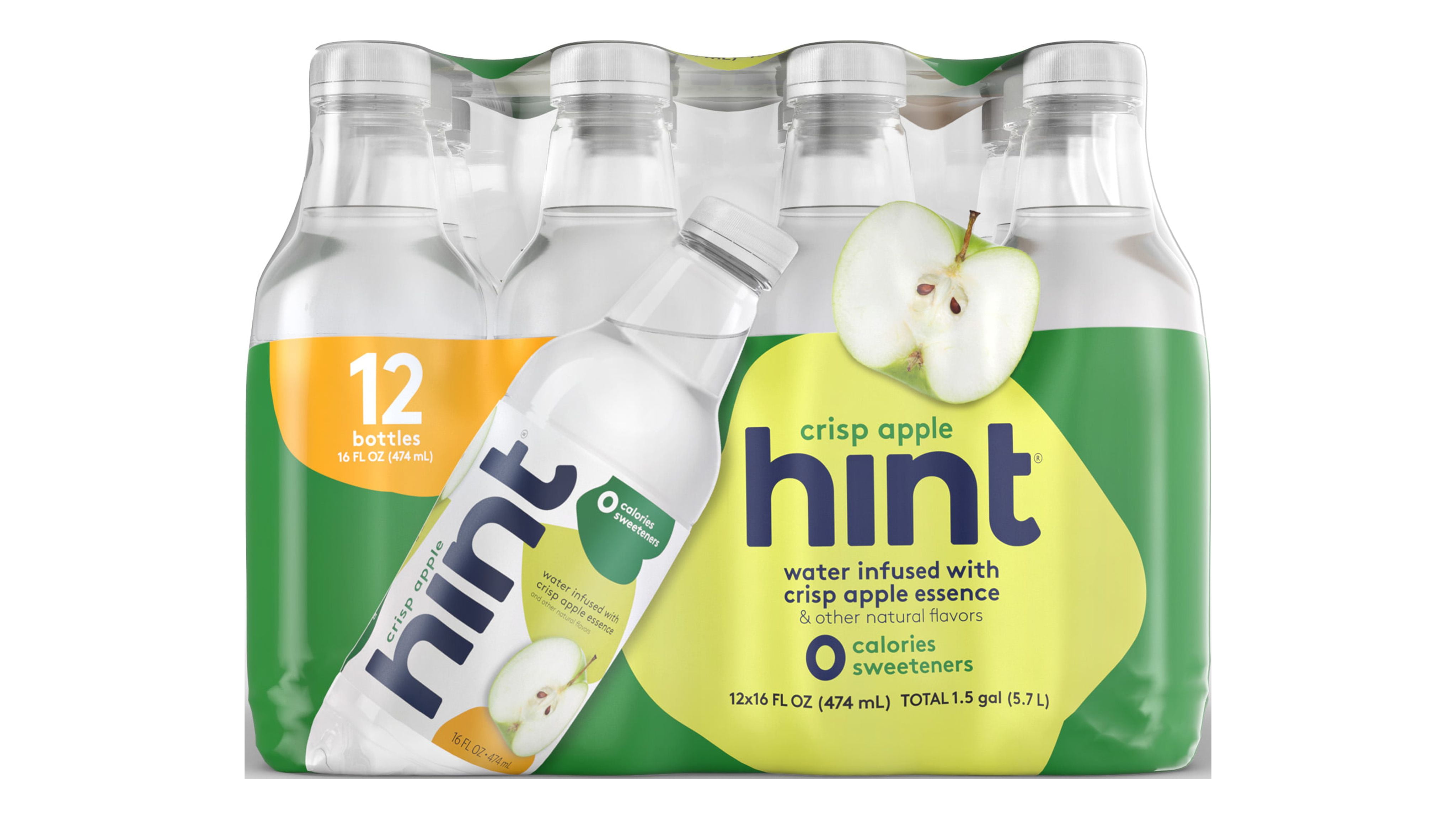 Hint Crisp Apple Sparkling Water, 16oz, 12 Pack for Office Breakroom ...