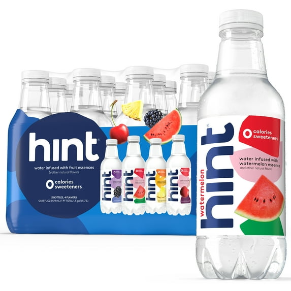 Hint Bottled Water, 4-Flavor Blue Variety Pack - Purified Water Beverages with Zero Calories ...