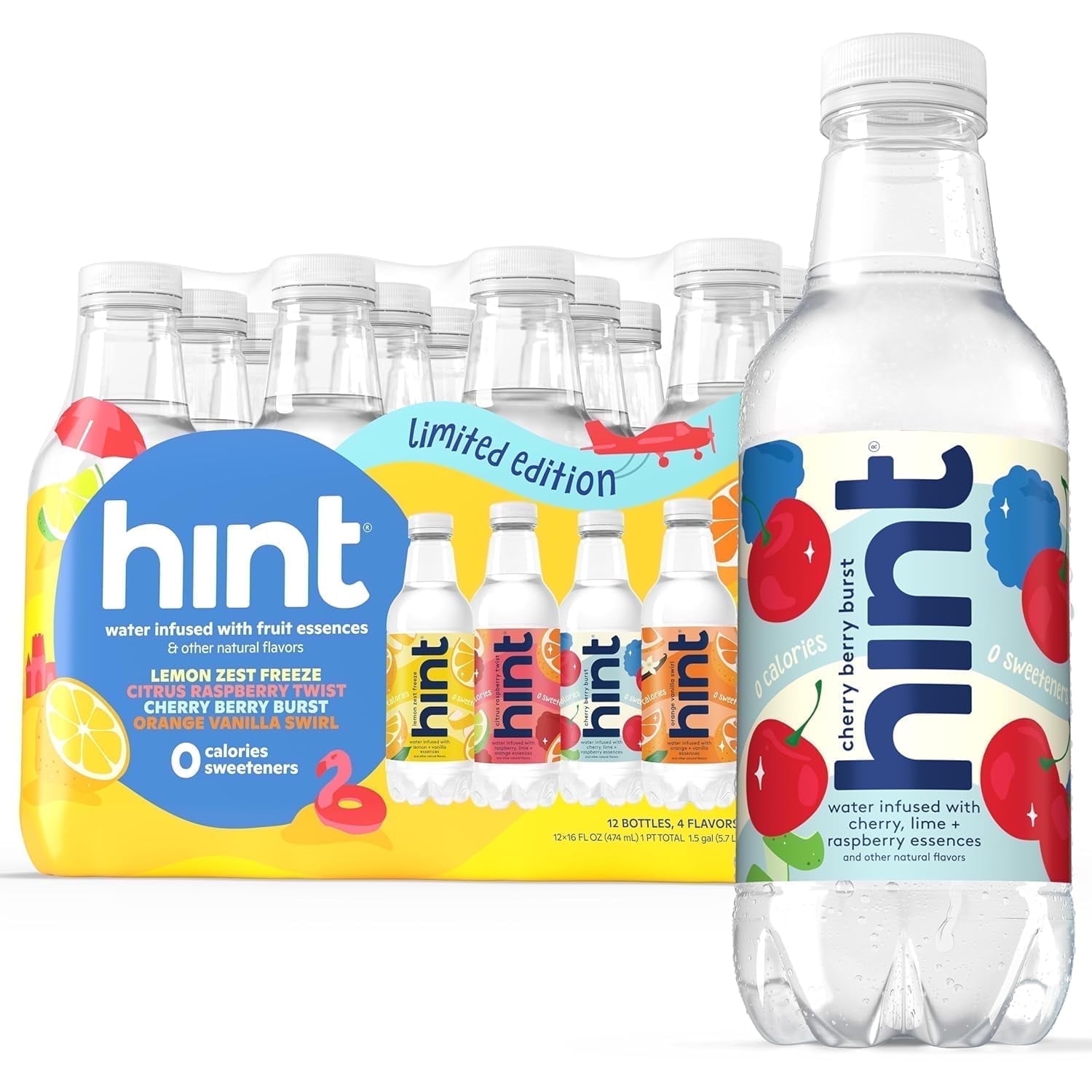 Hint Fruit-Infused Bottled Water, Summer Classics Variety Pack - Sugar ...