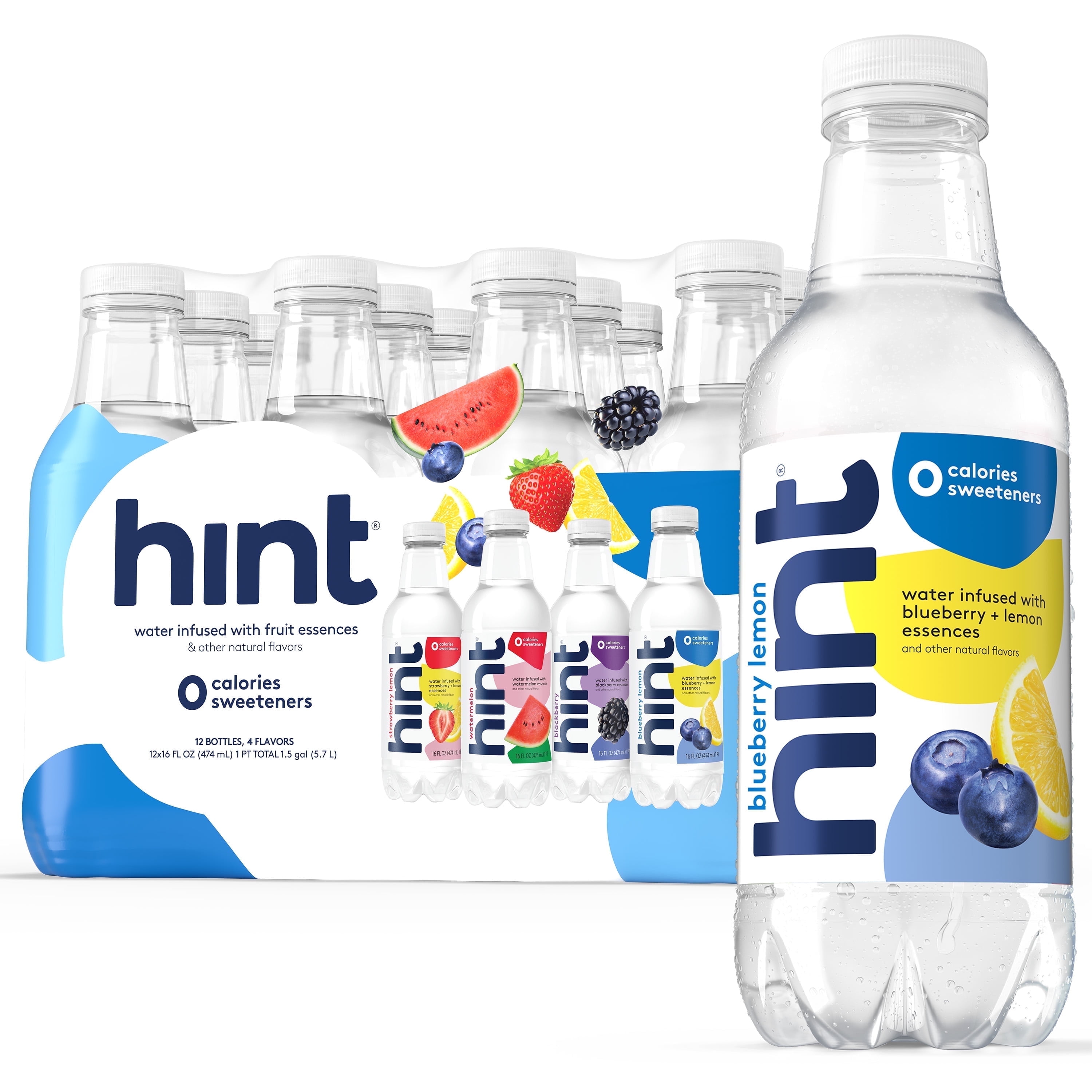 Hint Bottled Water, 4-Flavor White Variety Pack - Purified Water Beverages with Zero Calories ...
