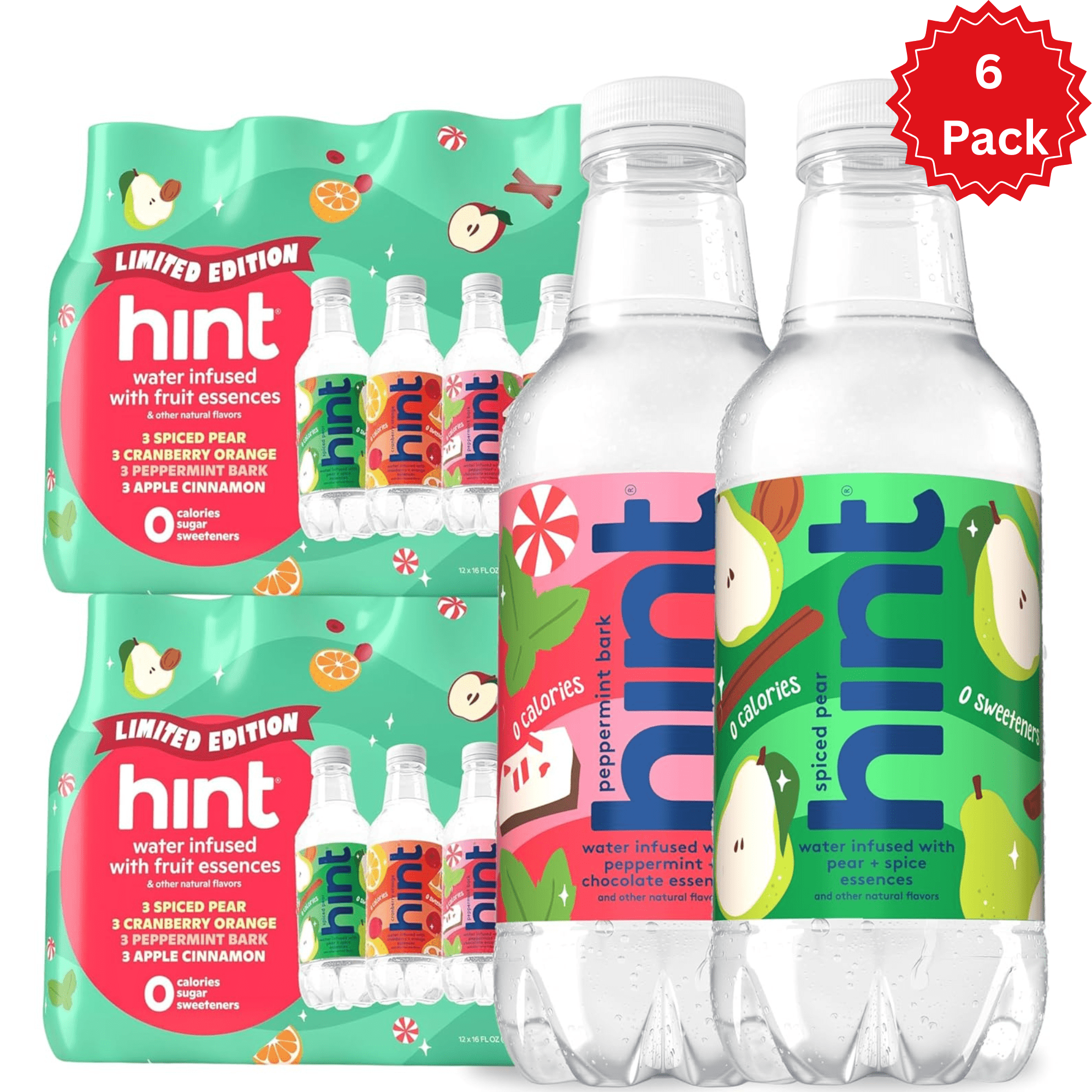 Hint Fruit-Infused Bottled Water, Winter Variety Pack - Sugar Free ...