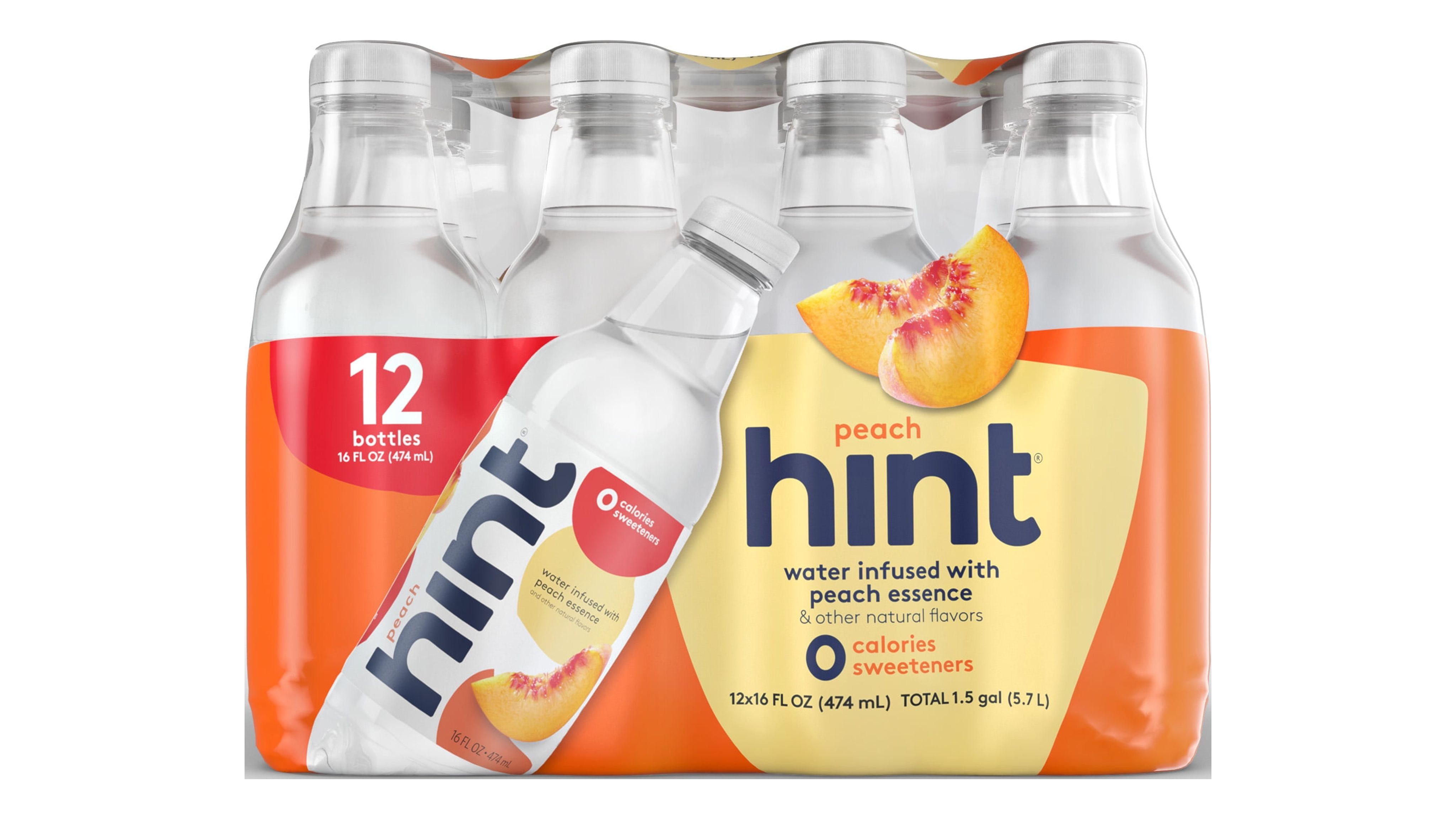 Hint Peach Sparkling Water, 16 Fl Oz, 12 Pack Bottles - Walmart.com