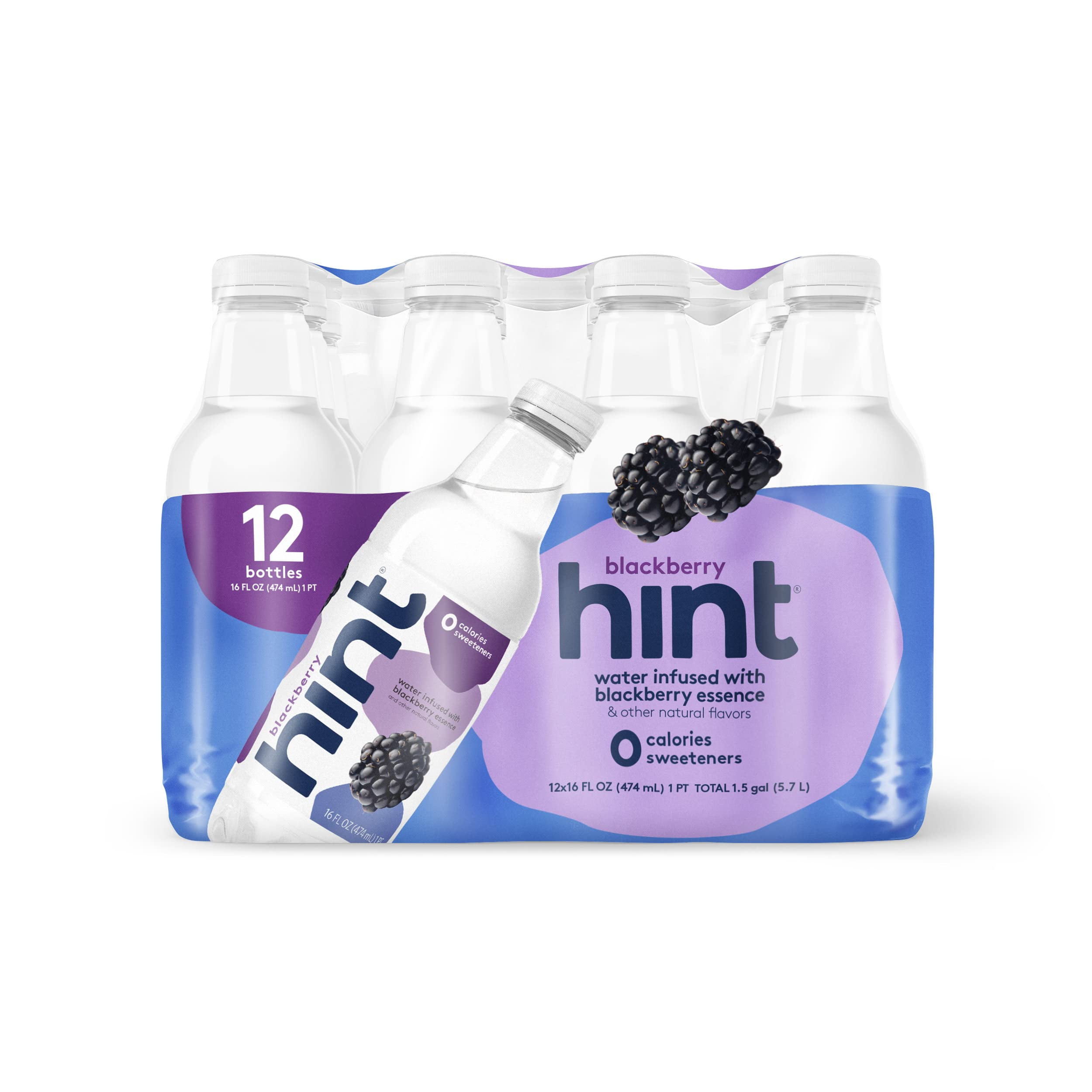 Hint Pure Water Infused with Blackberry (Pack of 12), 16 Ounce Bottles ...