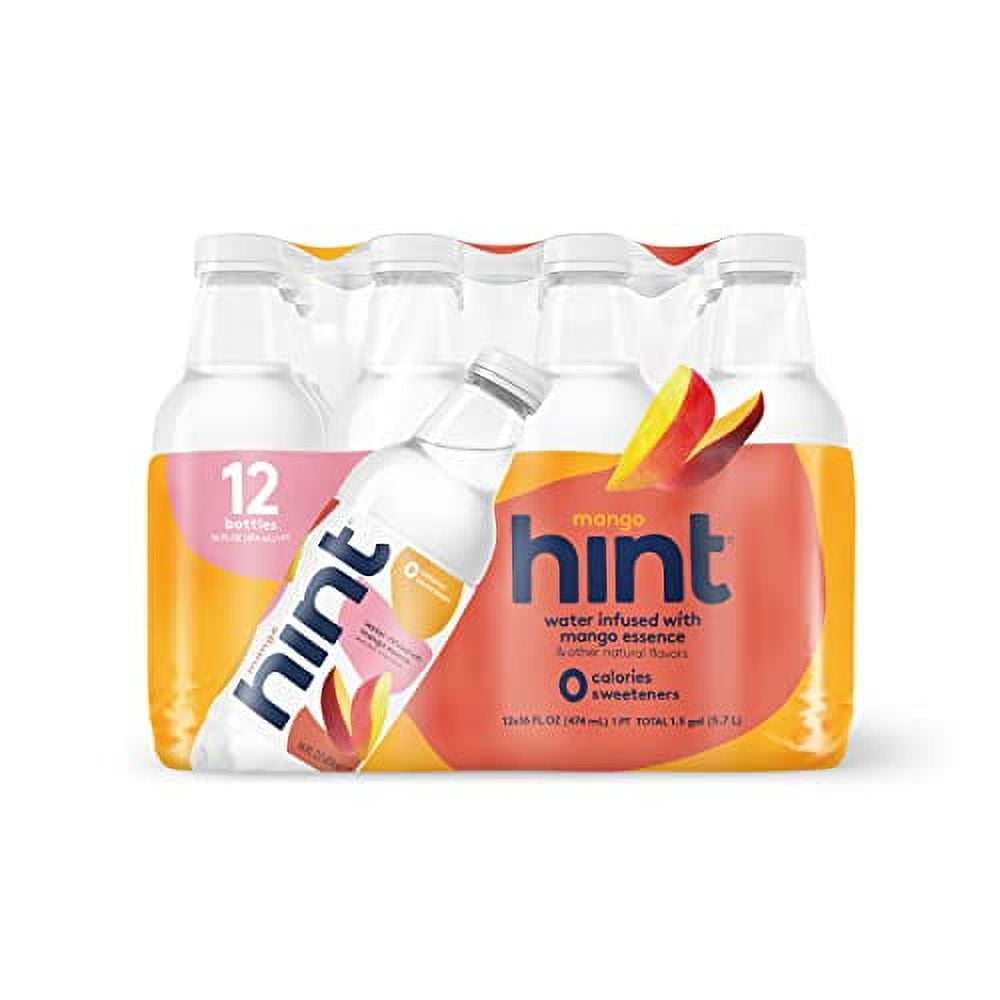 Hint Water Mango (Pack of 12), 16 Ounce Bottles, Pure Water Infused with Mango, Zero Sugar, Zero ...