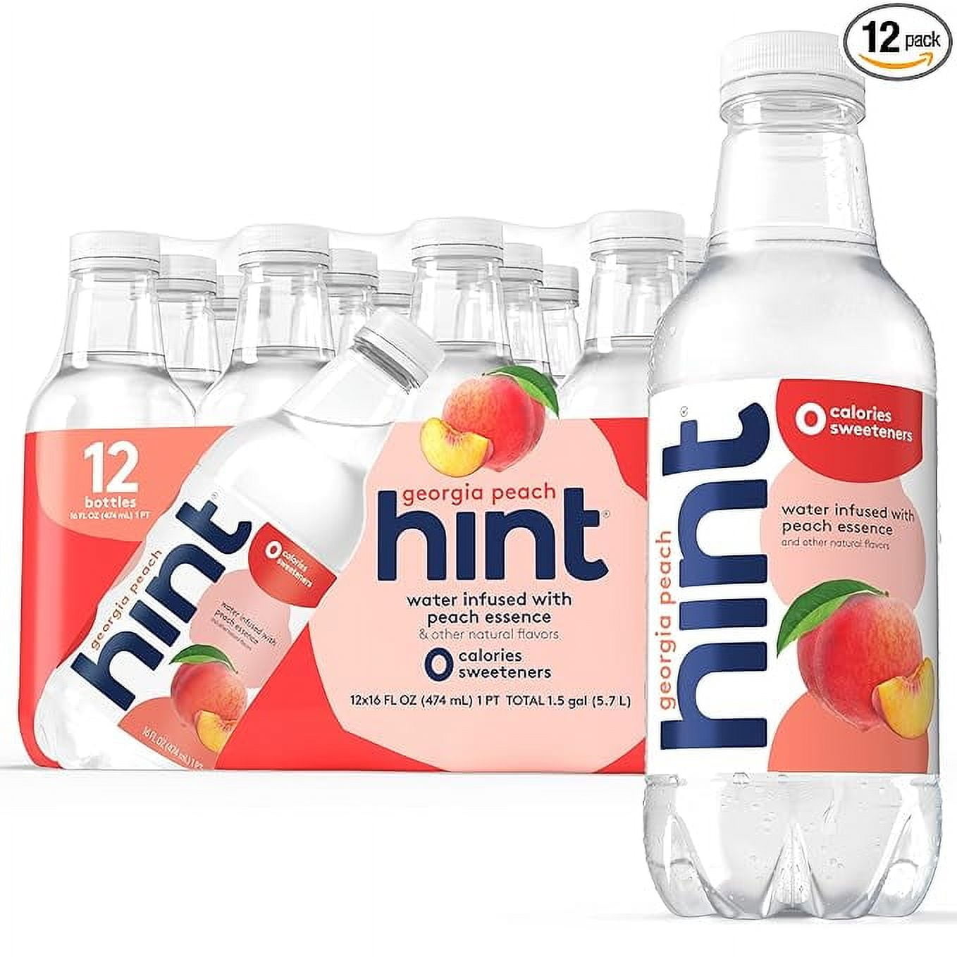Hint Water Peach, Pure Water Infused with Peach, Zero Sugar, Zero Calories, Zero Sweeteners ...