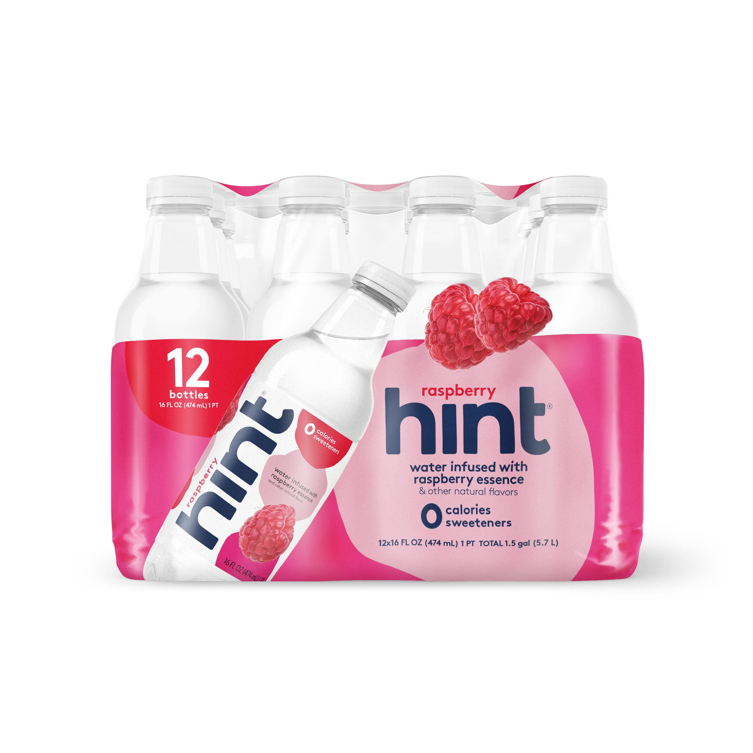 Hint Water Raspberry (Pack of 12), 16 Ounce Bottles, Pure Water Infused ...