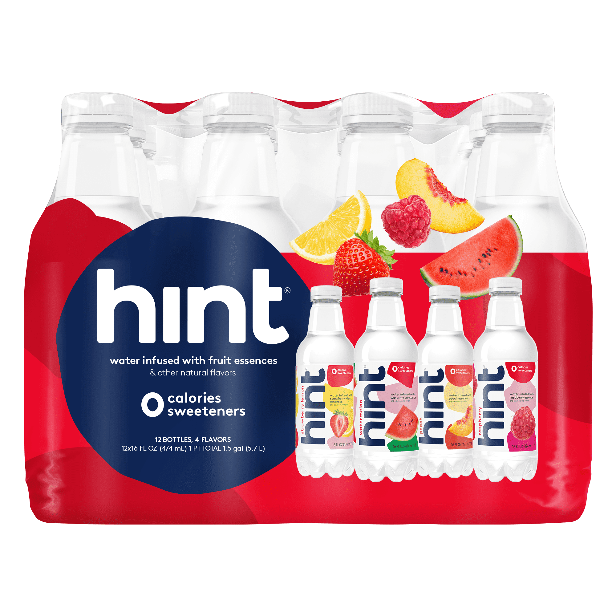 Hint Water Red Variety Pack, Raspberry, Strawberry Lemon, Watermelon ...