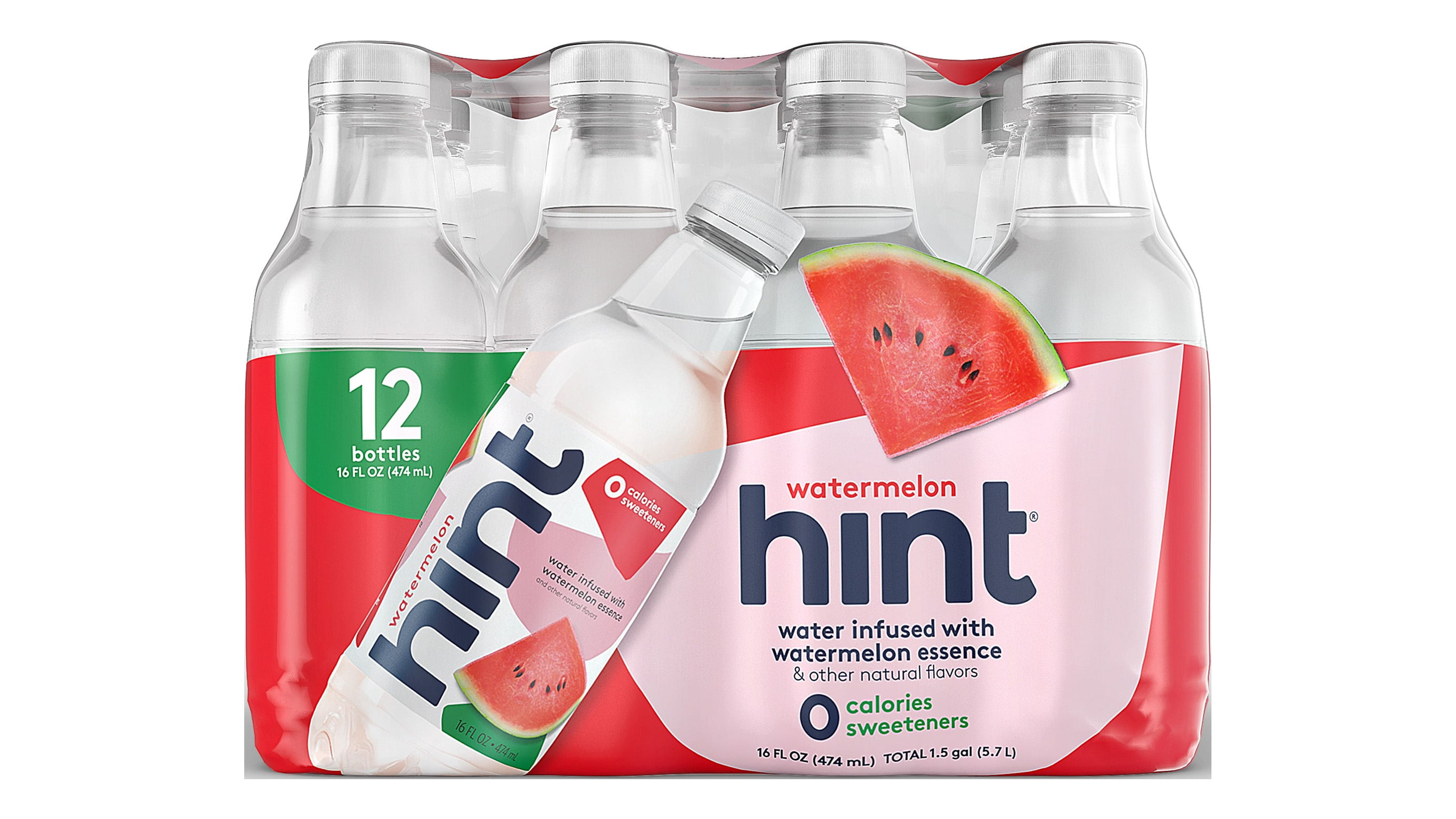 Hint Watermelon Infused Sparkling Water, 16 Fl Oz, 12 Pack Bottles ...