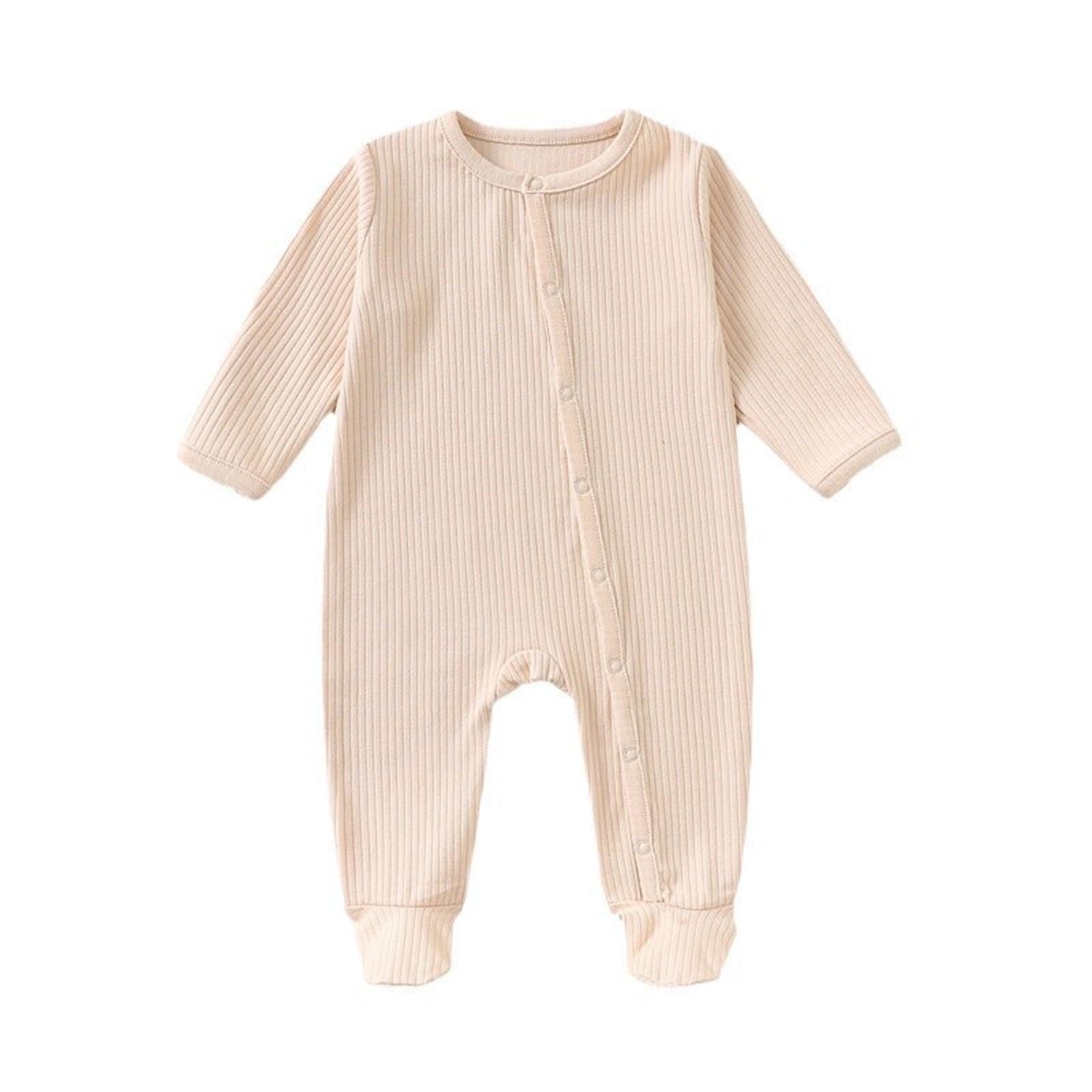 Hinvhai Baby Footed Pajamas Cuffs Unisex Cotton Snap-up Romper Jumpsuit ...
